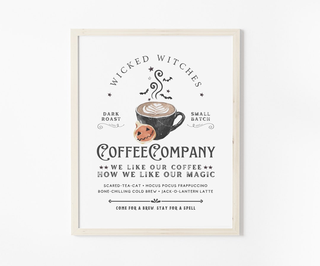 Printable Halloween Coffee Bar Sign Farmhouse Kitchen Decor Witchy Wall ...