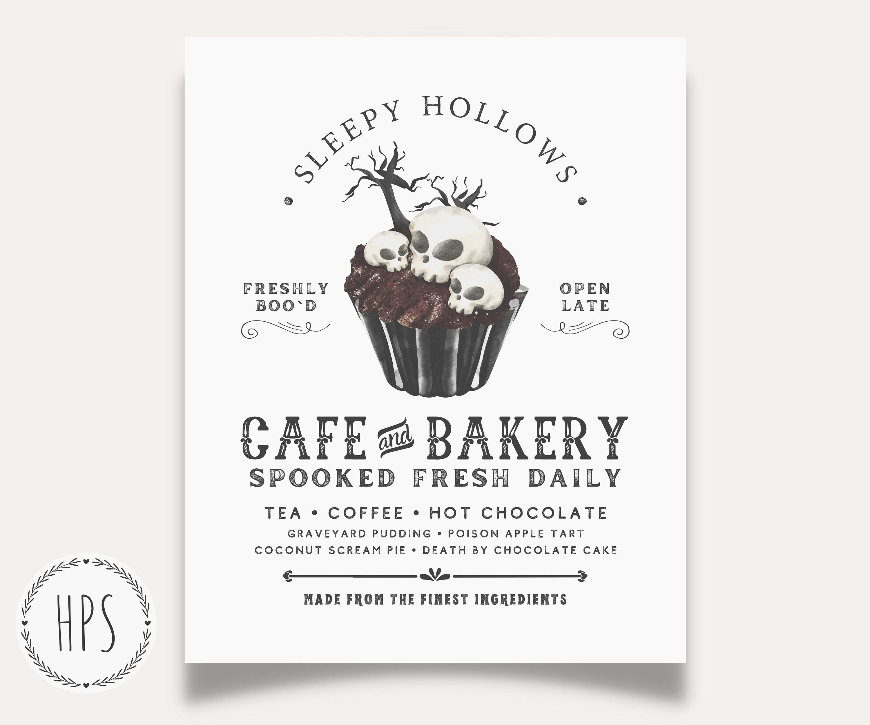 Printable Halloween Wall Art Spooky Kitchen Decor Bakery Sign Cafe ...