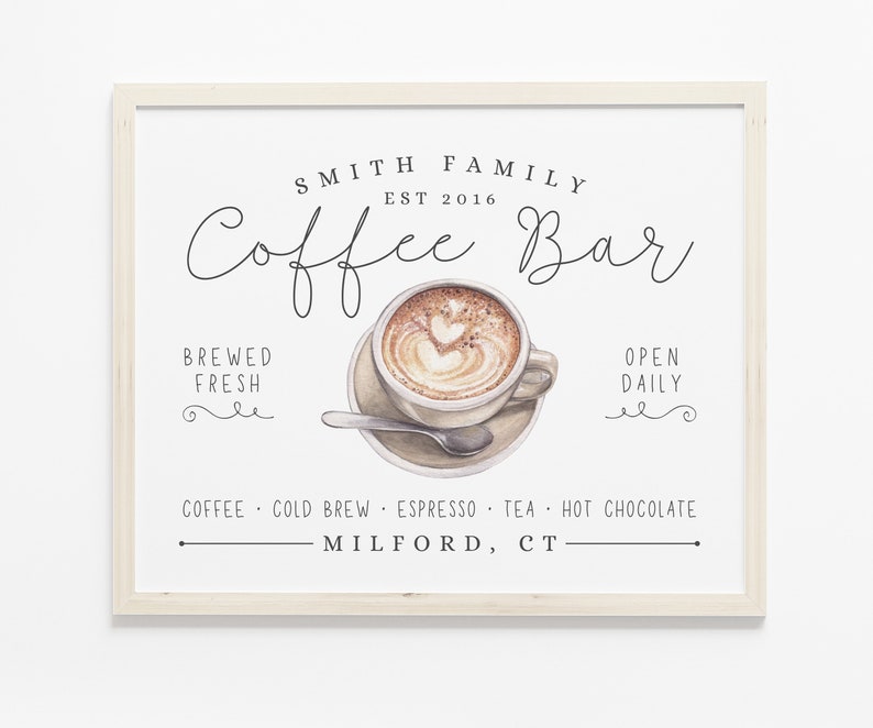 Personalized Coffee Sign for Kitchen Farmhouse Coffee Bar Decor Ideas ...