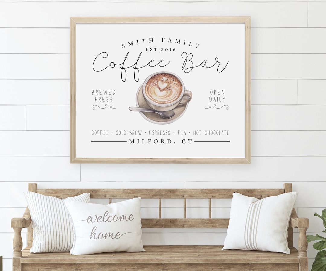 Personalized Coffee Sign for Kitchen Farmhouse Coffee Bar Decor Ideas ...