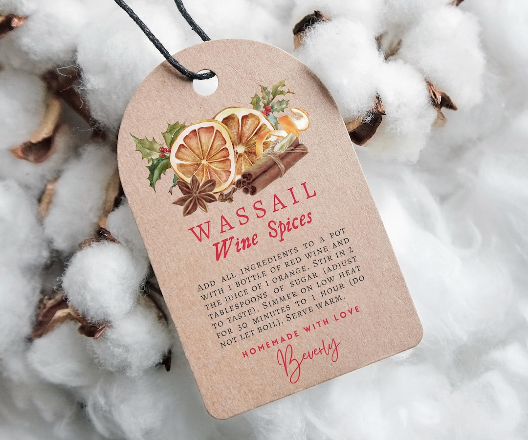 Printable Mulled Spice Wassail Tags Cozy Christmas Gift Ideas for Wine ...
