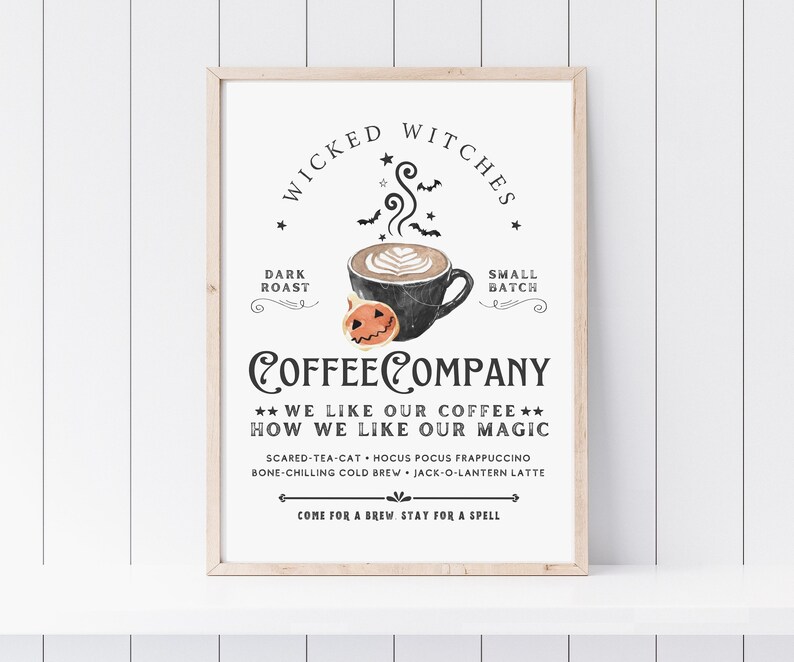 Printable Halloween Coffee Bar Sign Farmhouse Kitchen Decor Witchy Wall ...