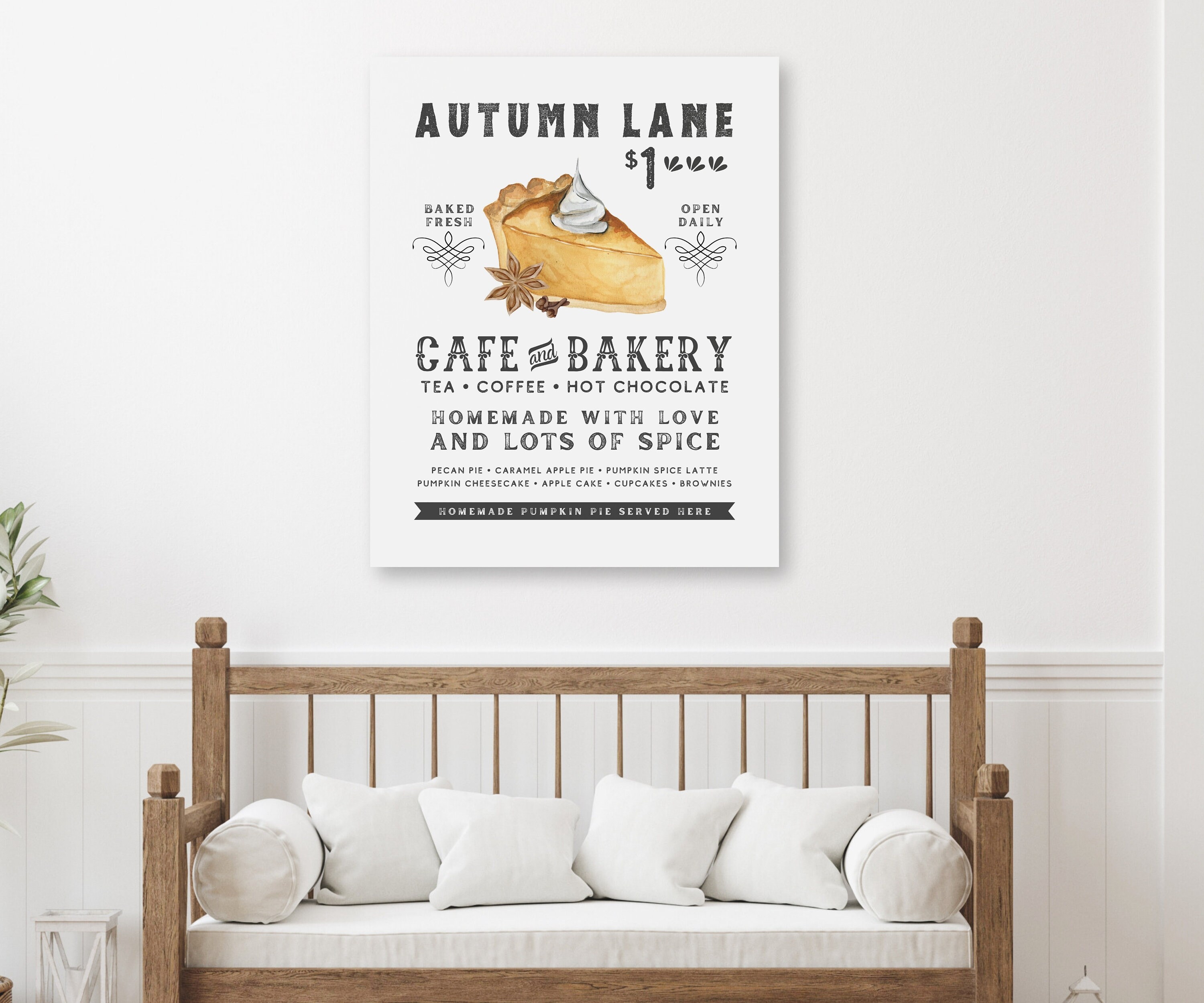 Autumn Print Digital Download Pumpkin Pie Vintage Farmhouse Kitchen ...