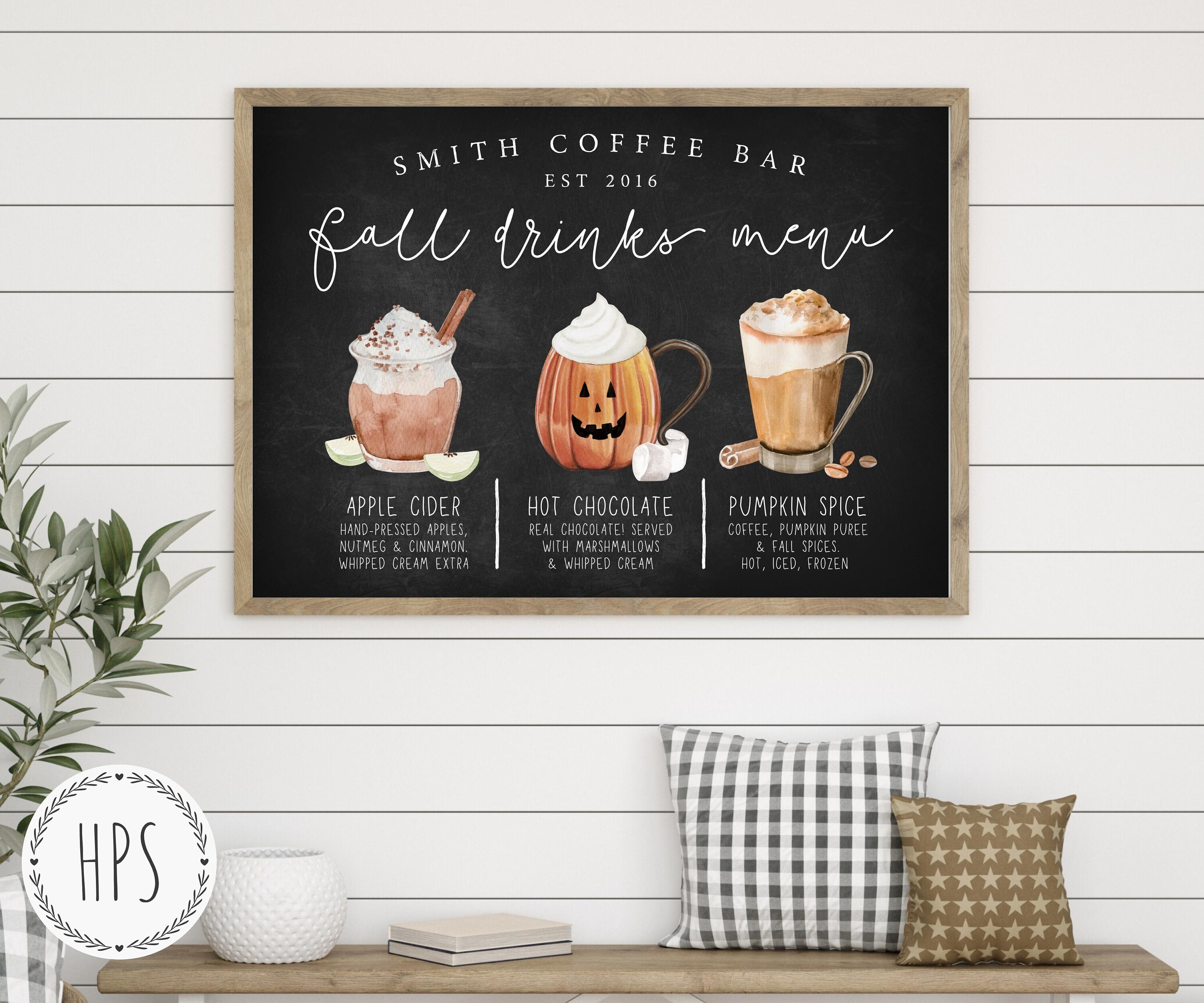 Fall Printable Halloween Coffee Bar Drinks Menu Sign Kitchen ...