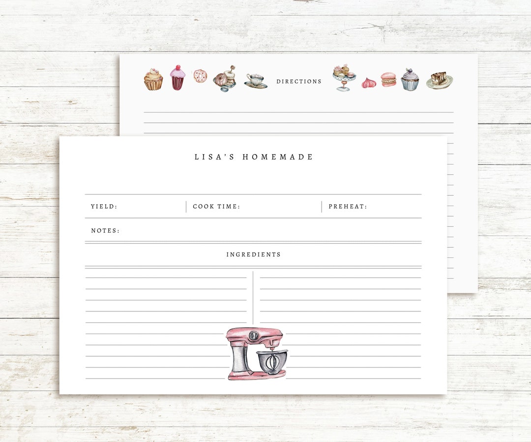 Personalized Farmhouse Recipe Card Template Custom Note Bundle - Etsy