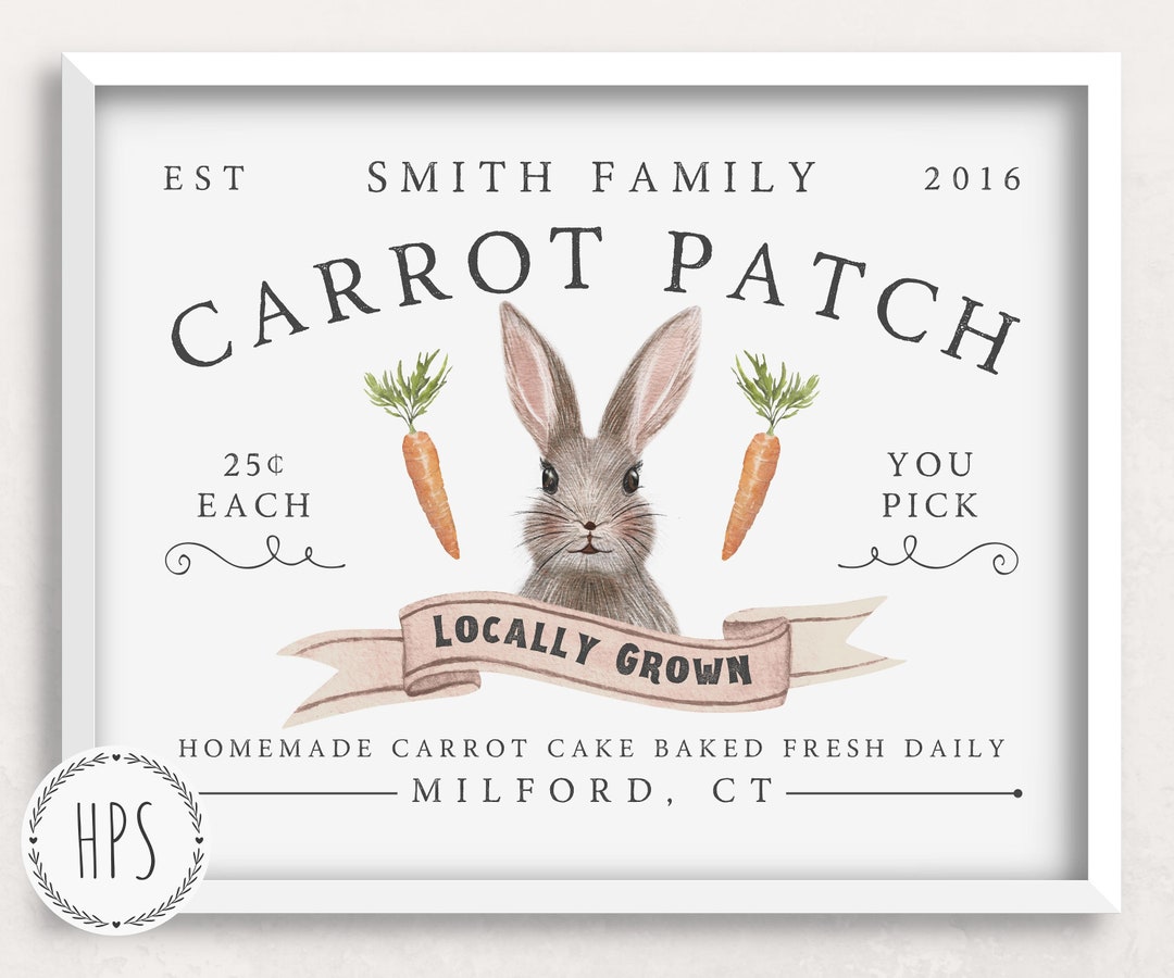 Farm Fresh Carrot Patch Sign Personalized Family Name Rustic Easter ...