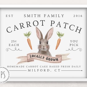 Farm Fresh Carrot Patch Sign Personalized Family Name Rustic Easter ...