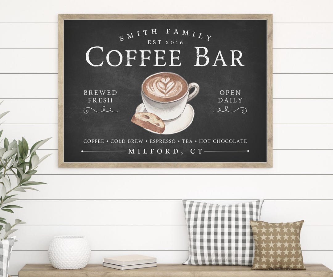 Custom Coffee Bar Metal Sign Personalized Kitchen Coffee Lover Gift ...