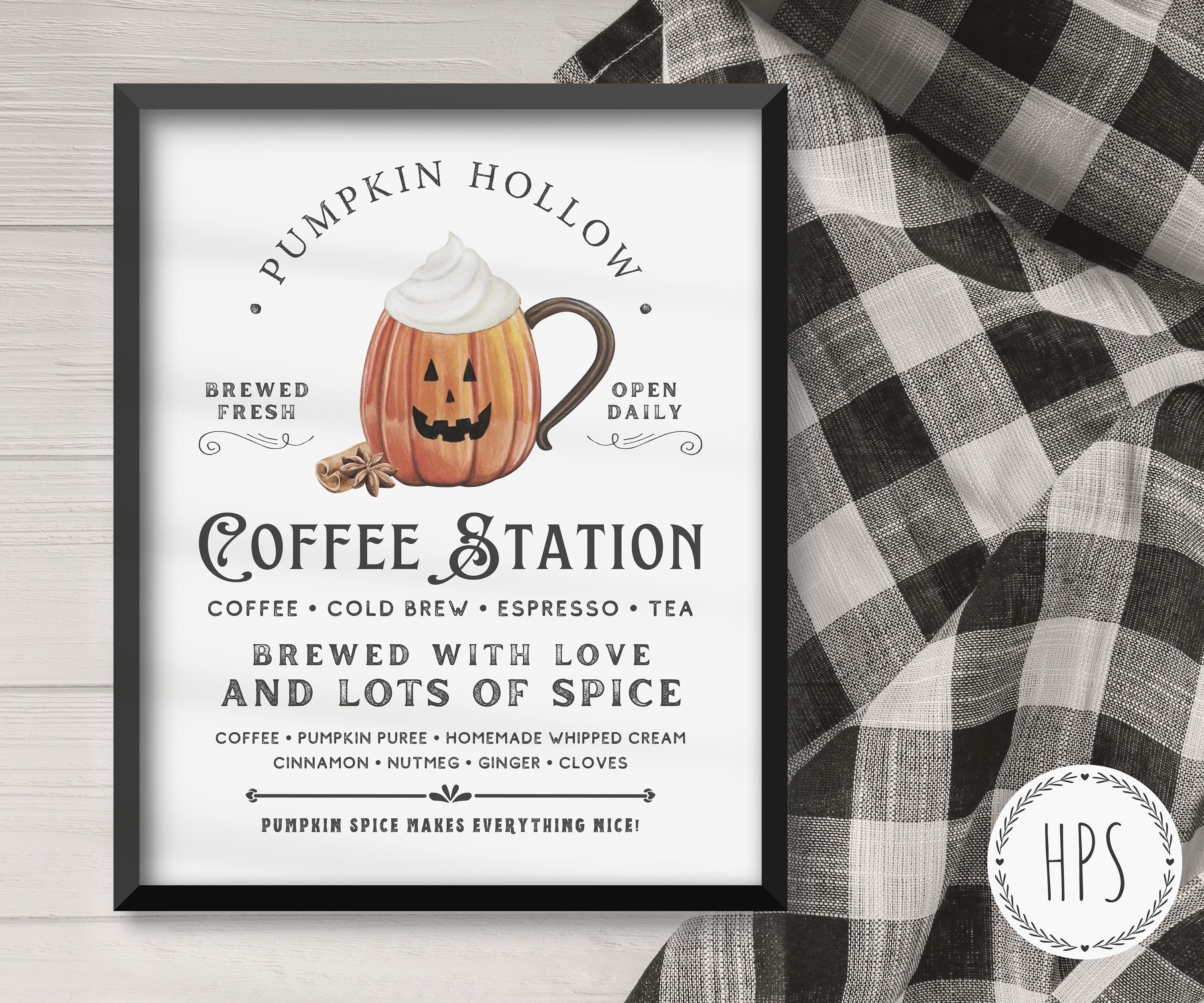 Halloween Printable Wall Art, Pumpkin Spice Latte Coffee Bar Print ...