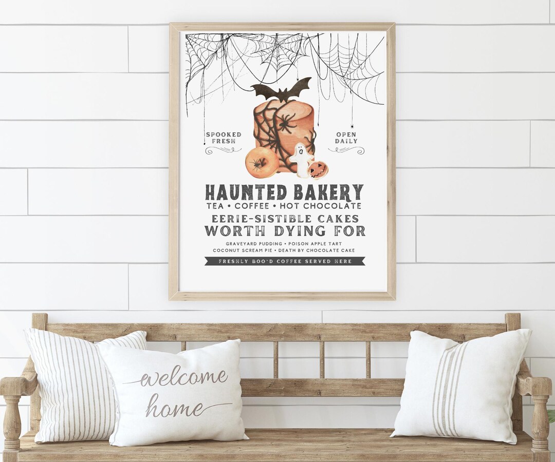 Haunted Bakery Black and Orange Farmhouse Halloween Party Decor Fun ...