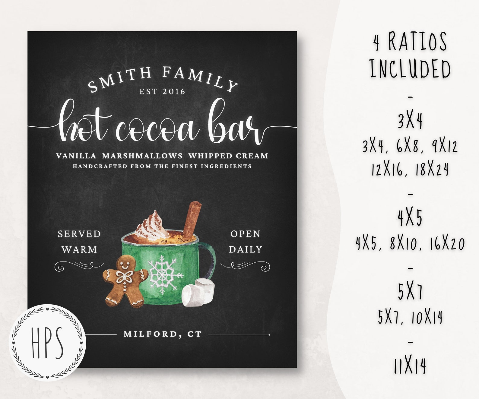 Printable Custom Hot Cocoa Bar Sign Hot Cocoa Sign Printable - Etsy