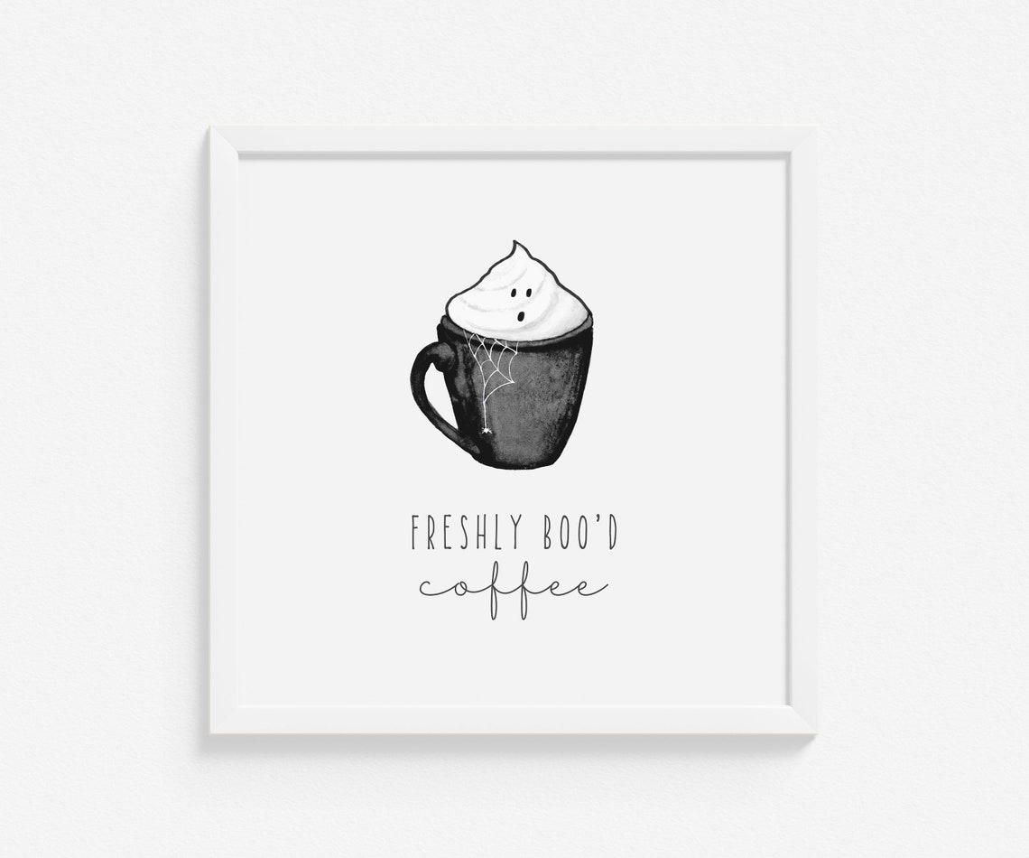 INSTANT DOWNLOAD Black and White Halloween Coffee Bar Decor, Spooky ...