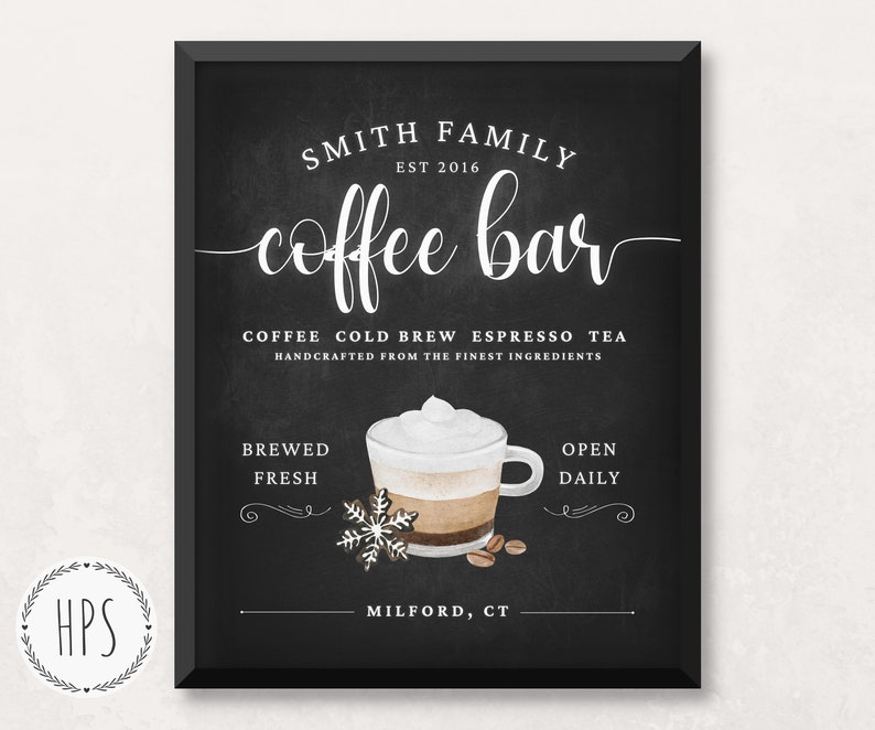 Printable Gingerbread Latte Christmas Coffee Bar Sign Personalized ...