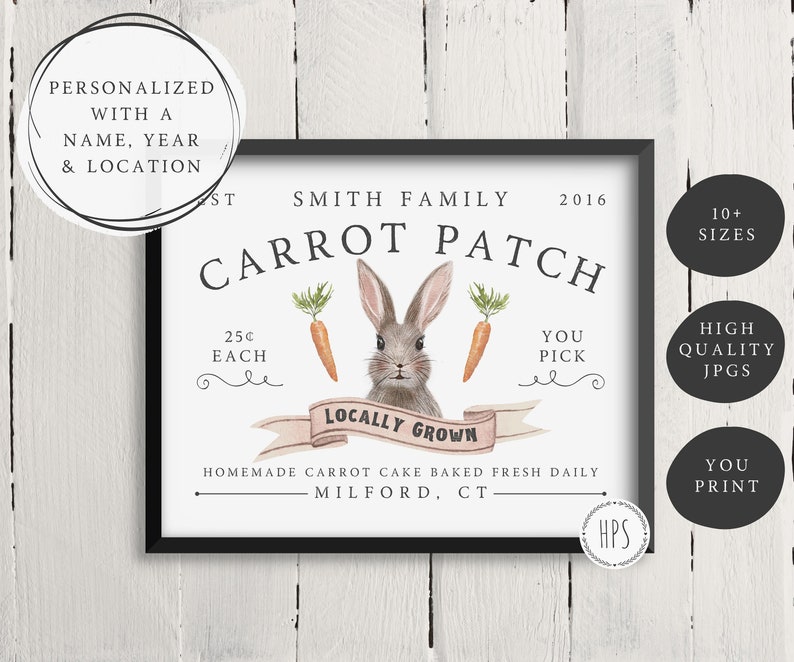 Farm Fresh Carrot Patch Sign Personalized Family Name Rustic Easter ...