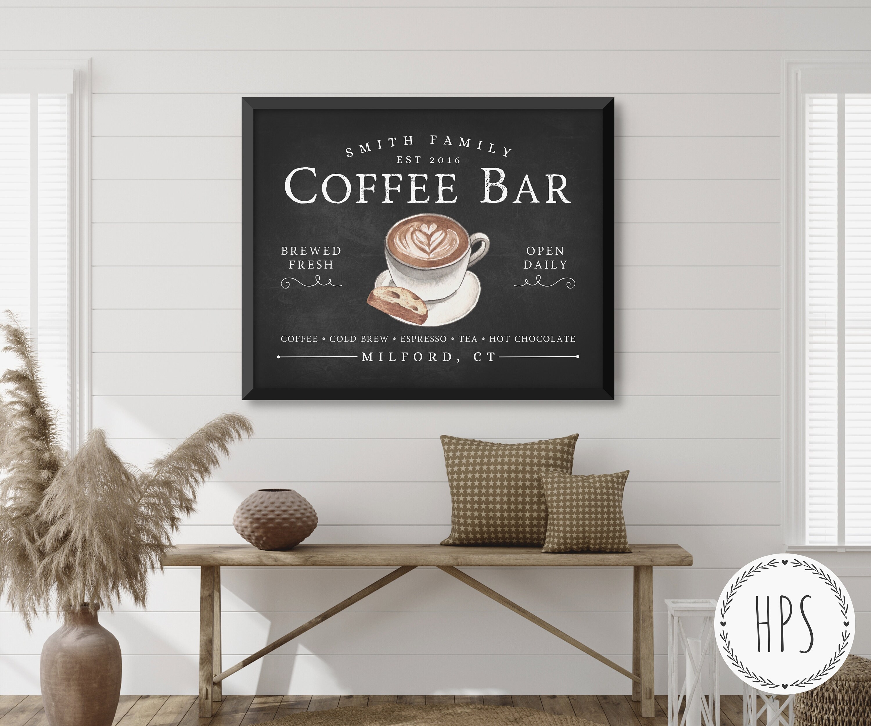 Digital Download Personalized Chalkboard Coffee Bar Sign, Kitchen Wall ...