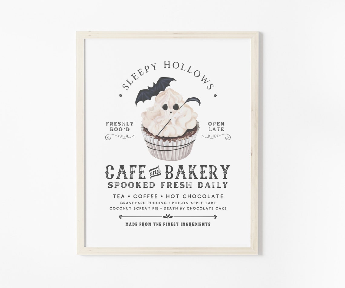 Printable Halloween Wall Art, Spooky Kitchen Decor Bakery Sign Cafe ...