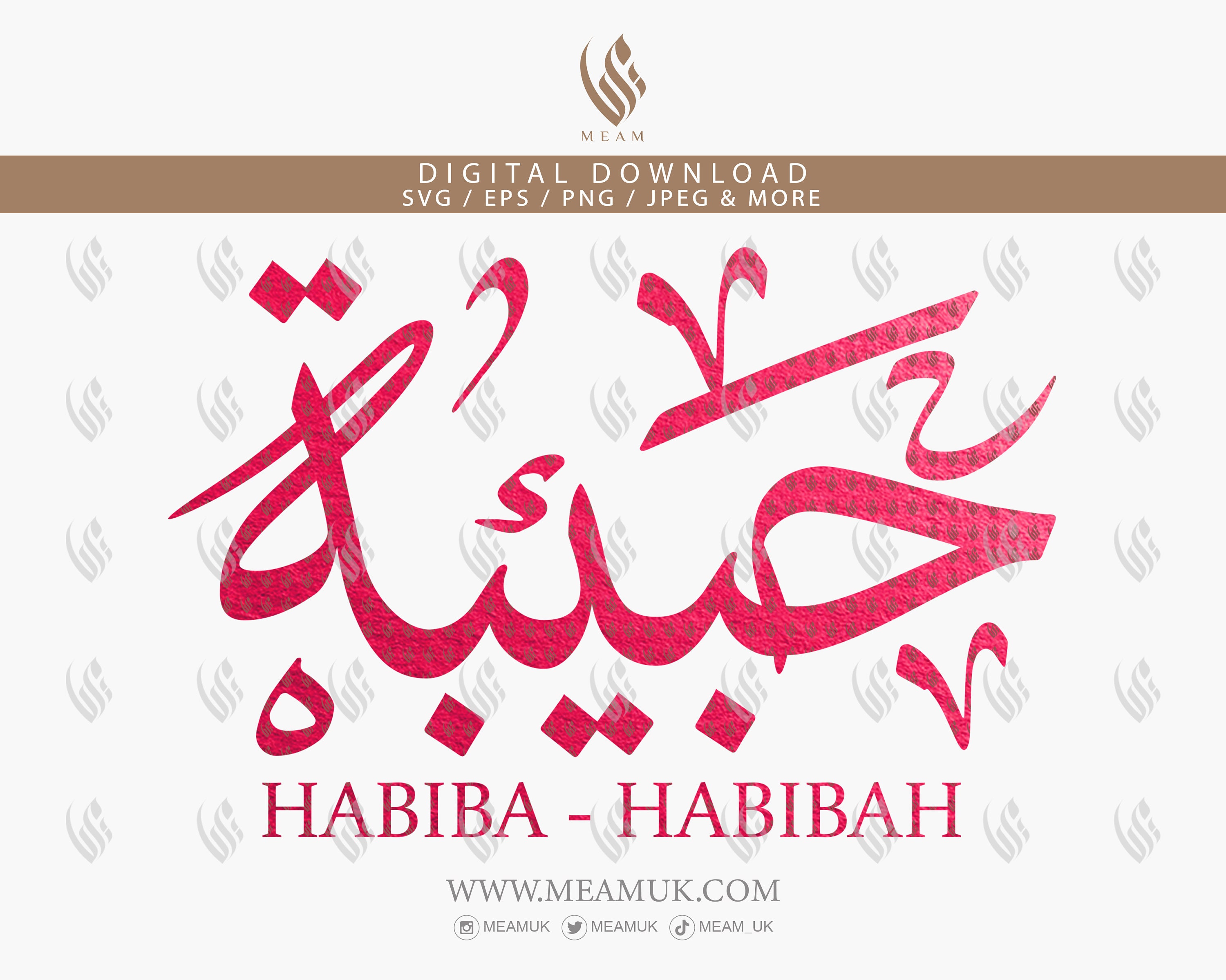 Habiba Habibah Arabic, Name SVG, Digital Download Files, Digital Cut ...
