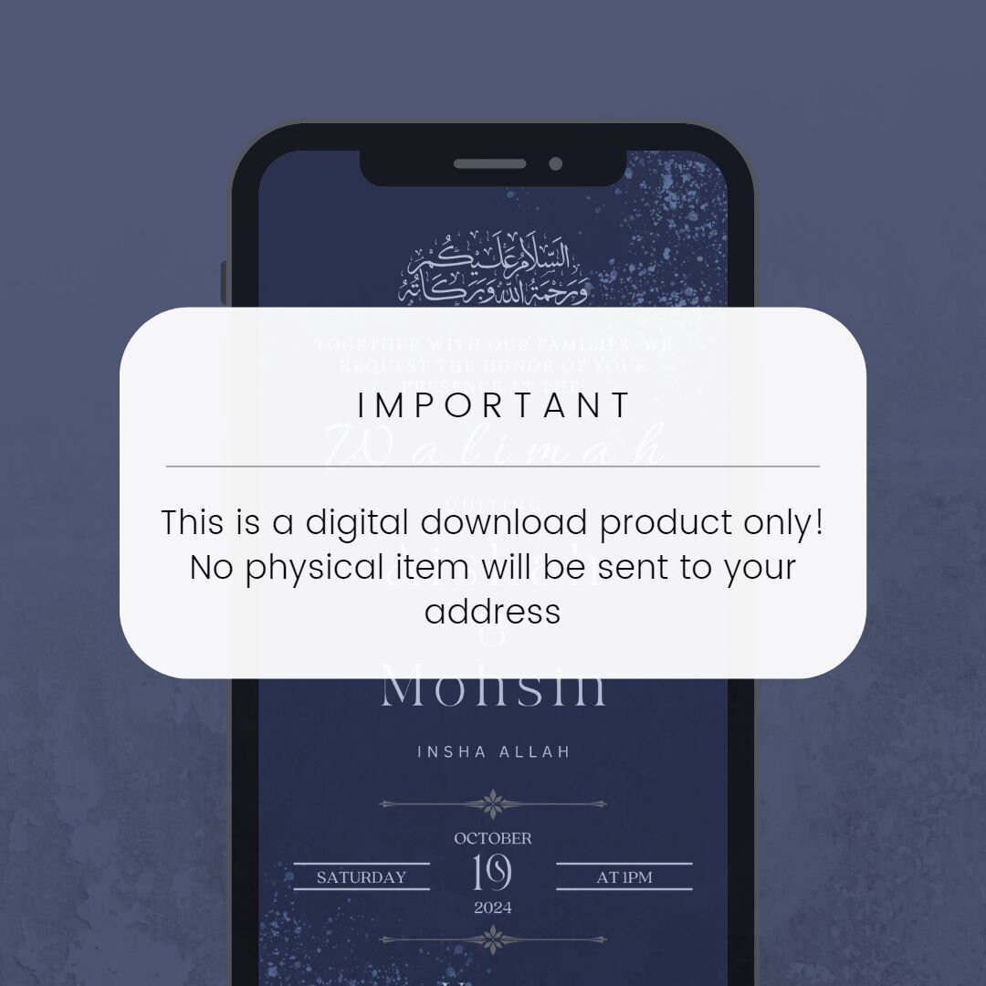Digital Muslim Wedding Invitation Card Dark Blue Floral Nikkah ...