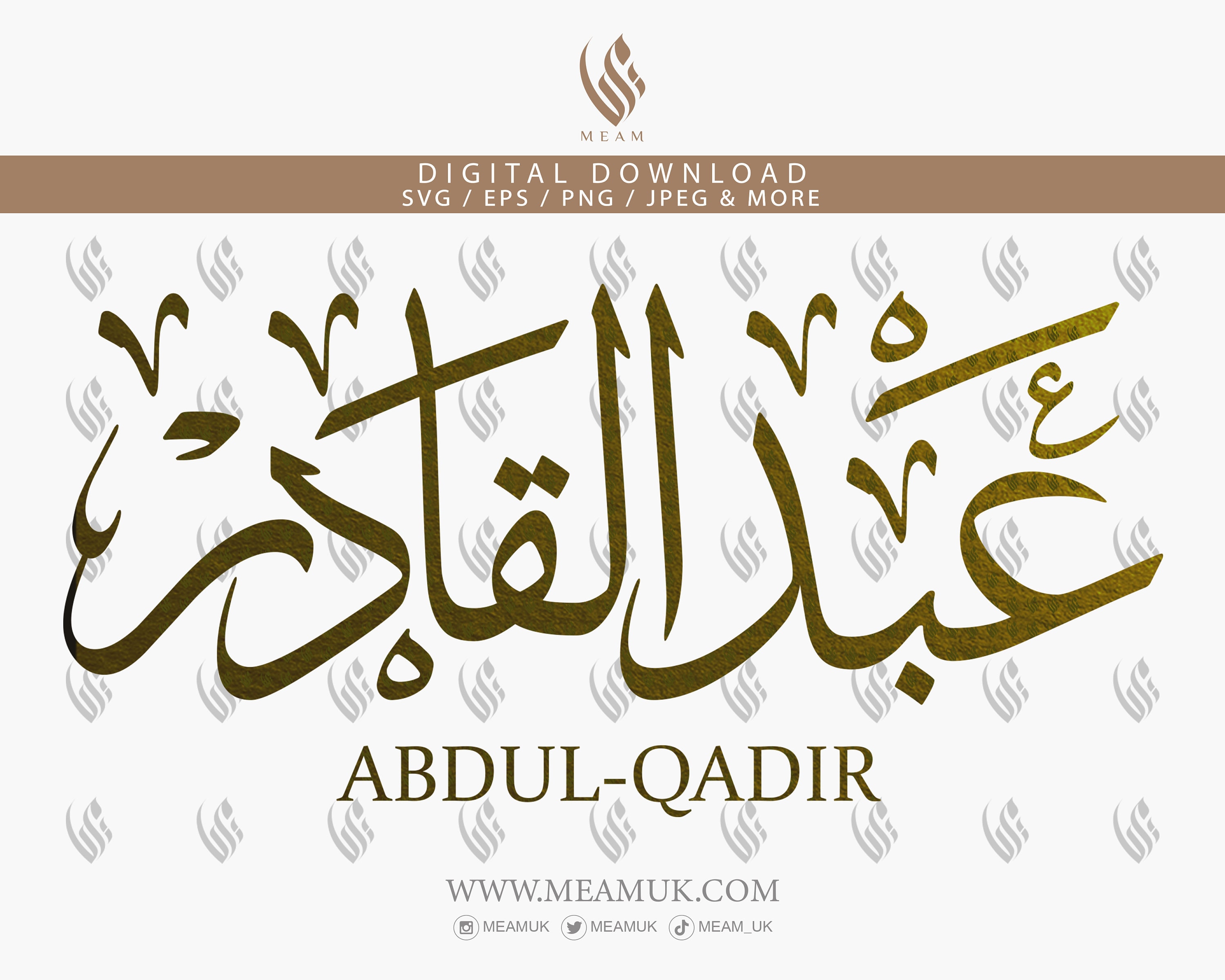 Abdul Qadir in Arabic Calligraphy SVG, Digital Download Files, Cut for ...
