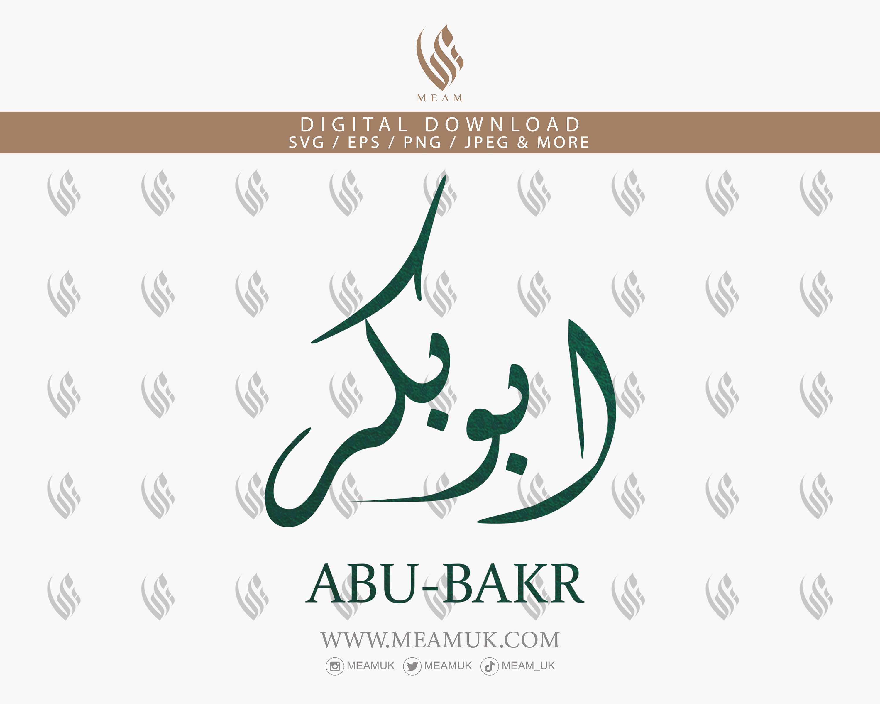 Abubakr in Arabic Calligraphy Diwani, SVG, Digital Download Files ...