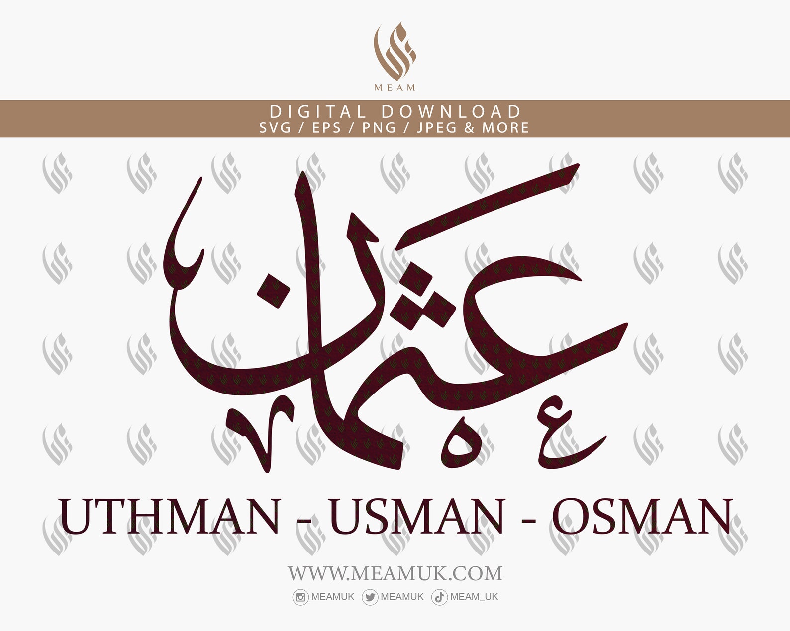 Uthman Usman Osman in Arabic Calligraphy, Name SVG, Digital Download ...
