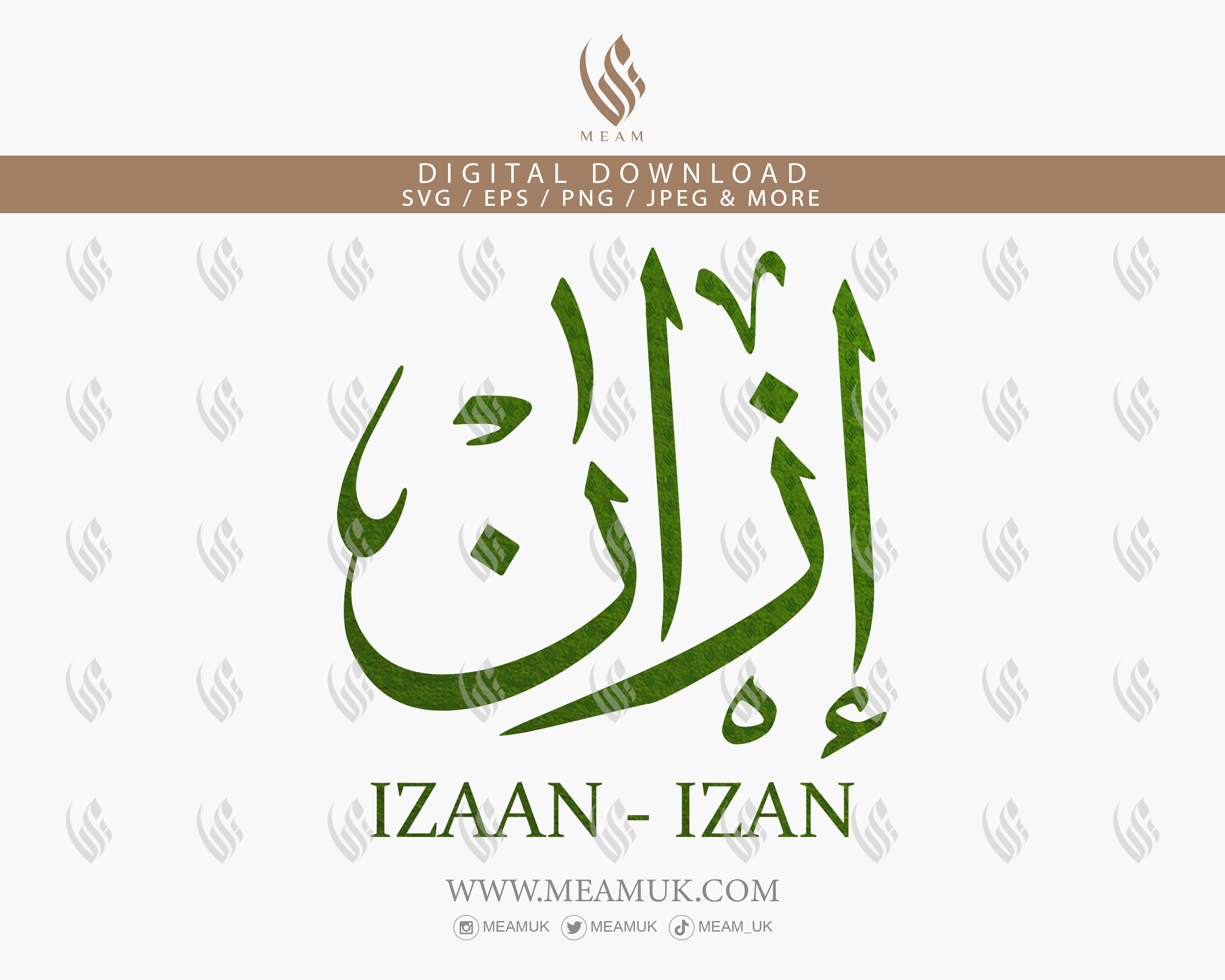 Izan Izaan Arabic Name SVG, Digital Download Files, Digital Cut for ...