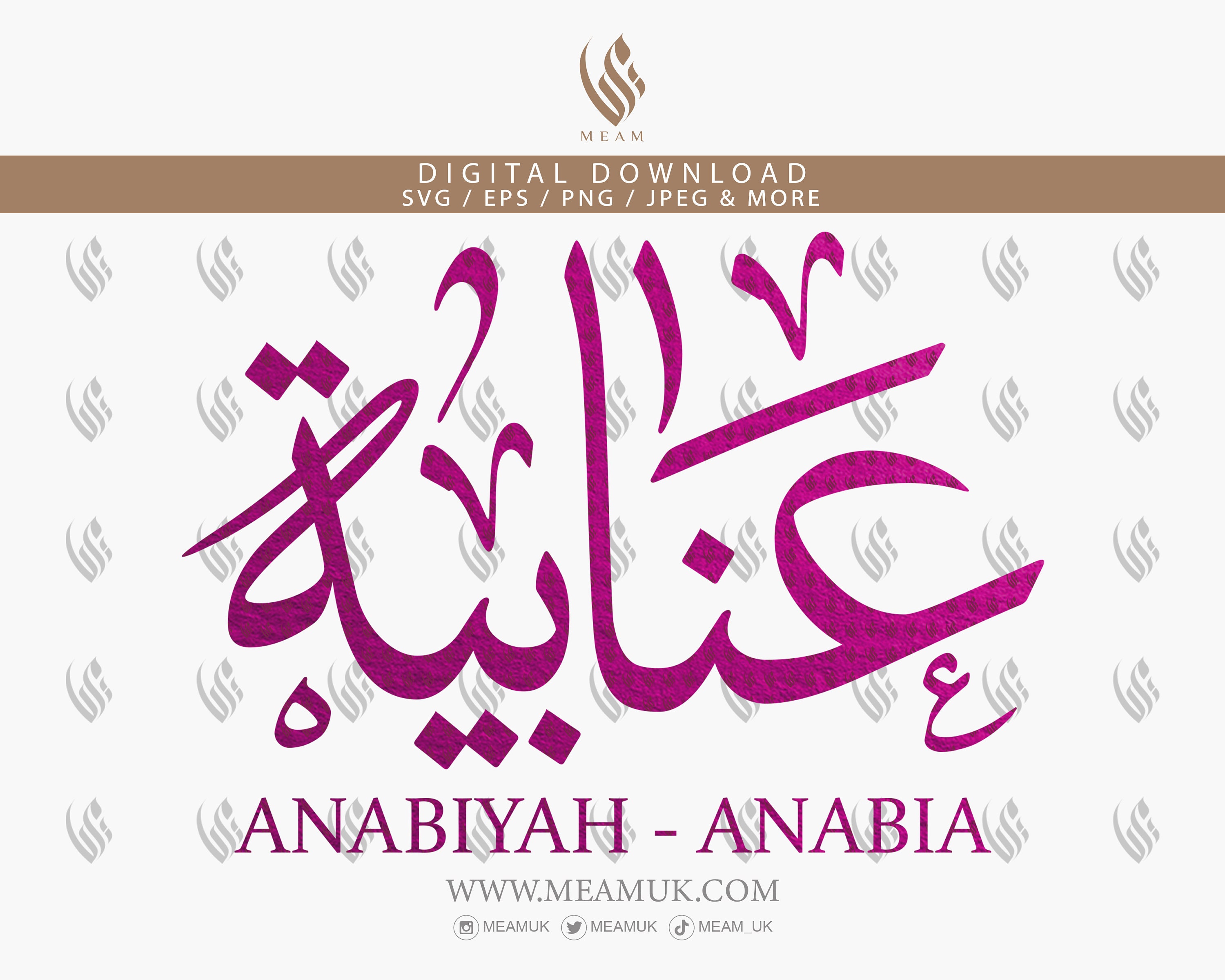 Anabiyah Anabia in Arabic Calligraphy Name SVG, Digital Download Files ...