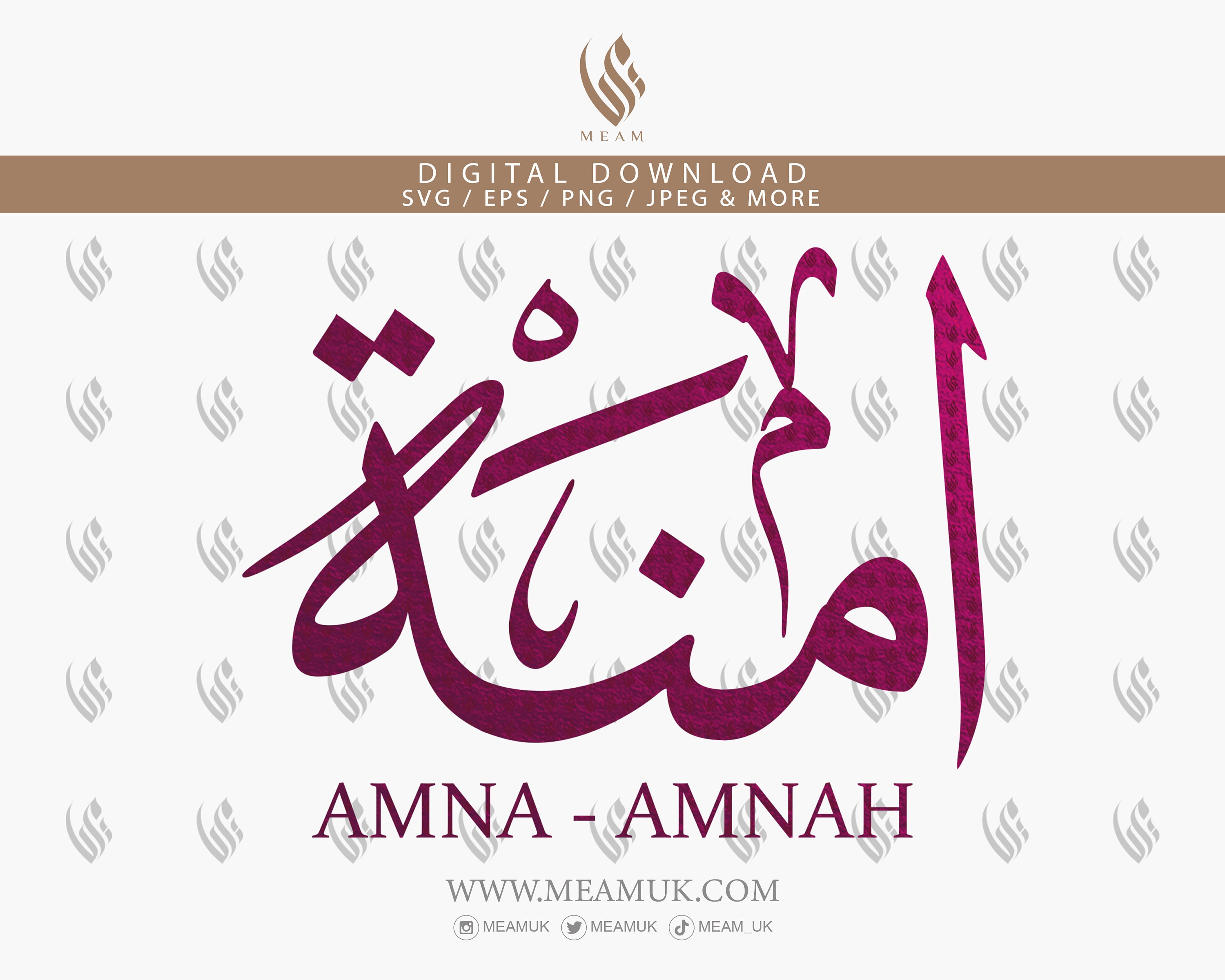 Amna Amnah in Arabic Calligraphy SVG Digital Download Files - Etsy