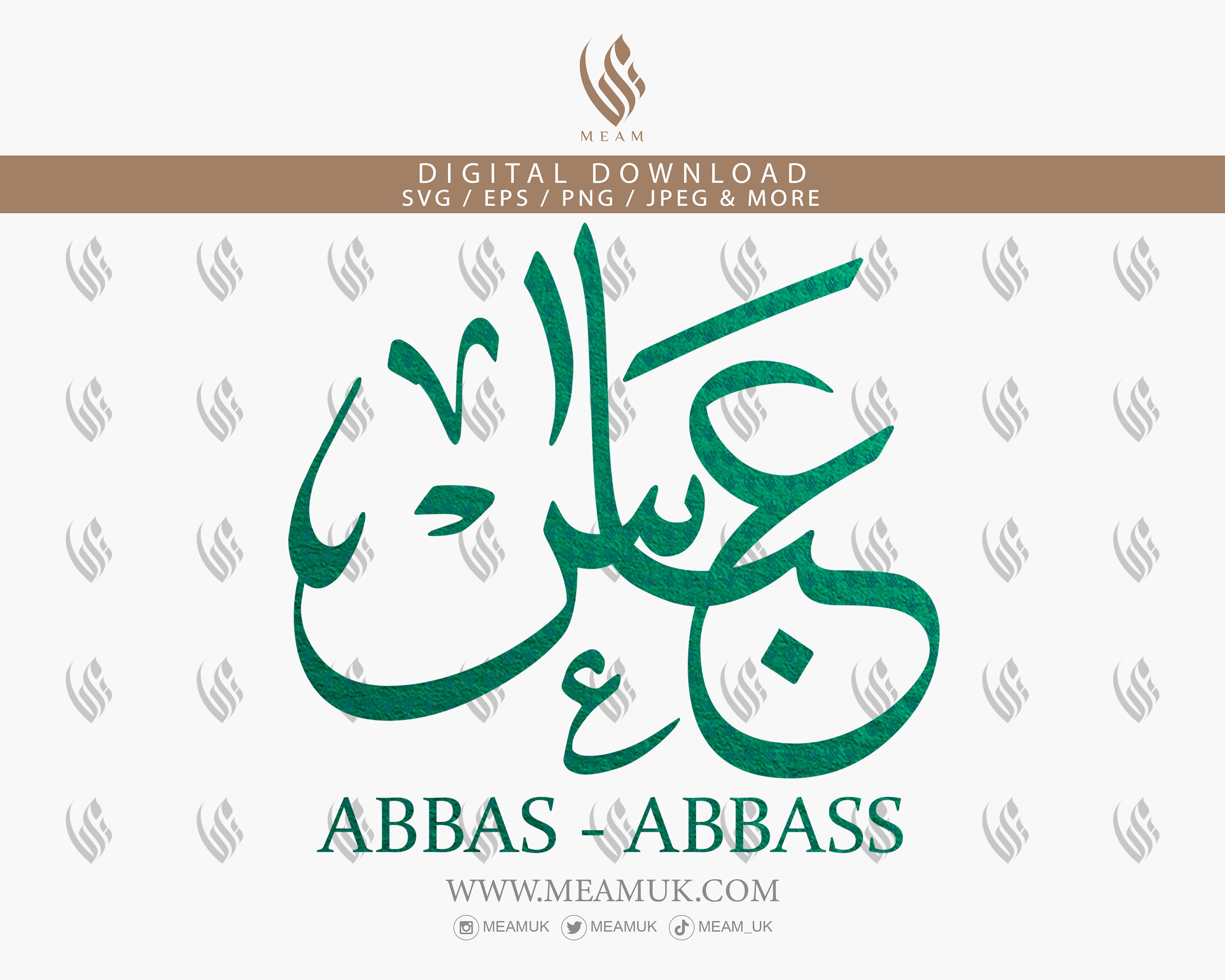 Abbas Arabic Name SVG, Digital Download Files ,digital Cut for Cricut ...