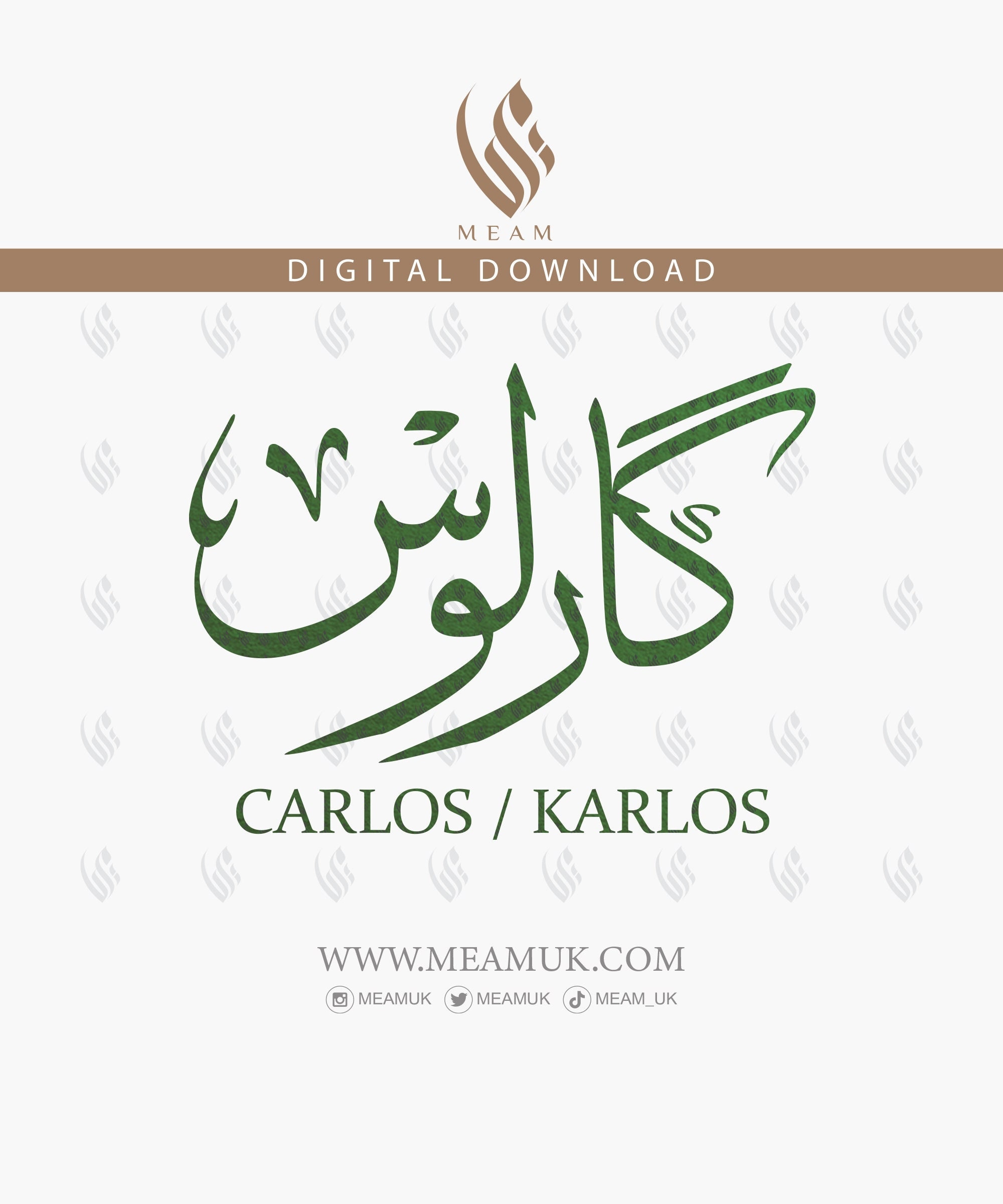 Carlos-karlos Arabic Name SVG, Digital Download Files ,digital Cut for ...
