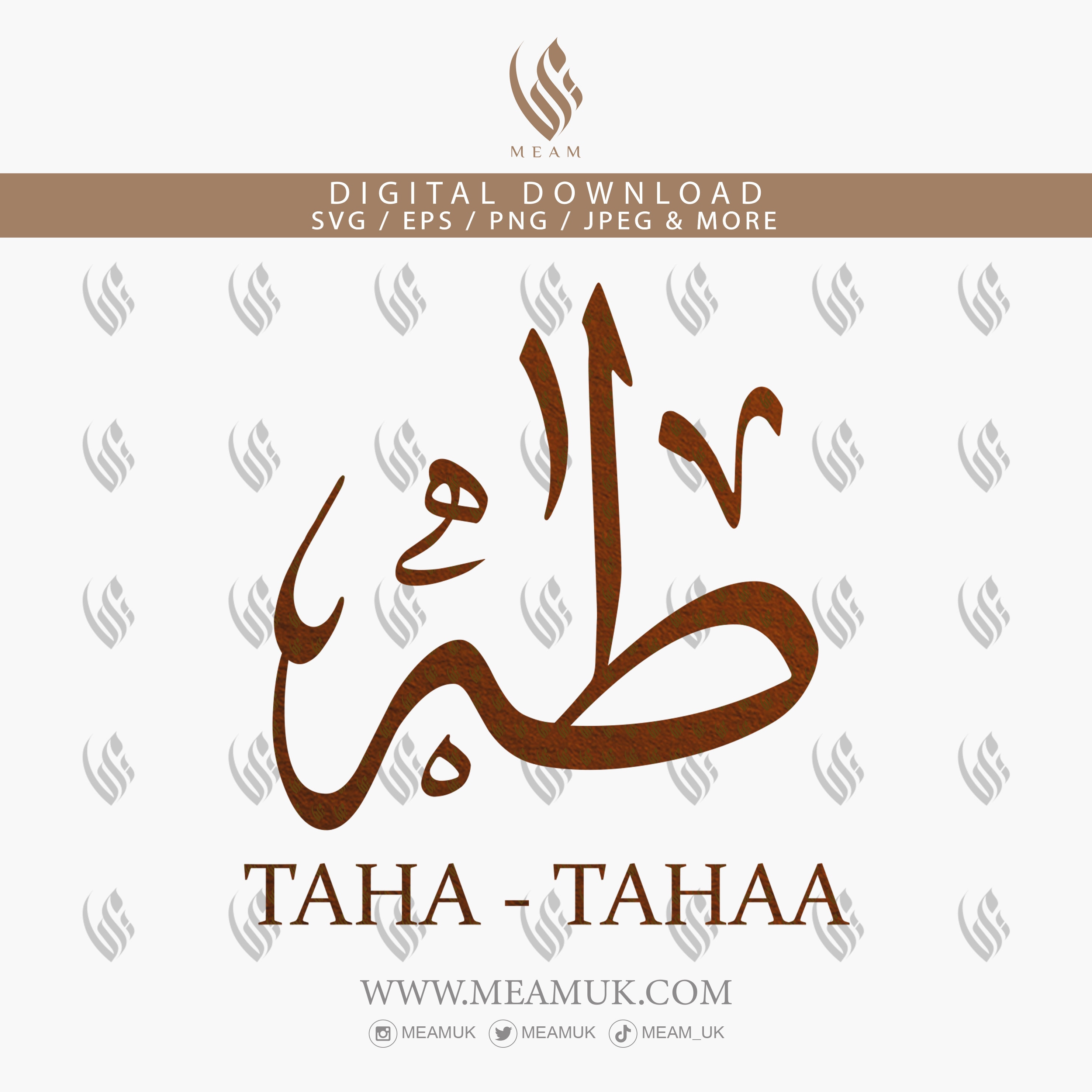 Taha Tahaa in Arabic Name SVG, Digital Download Files, Digital Cut for ...