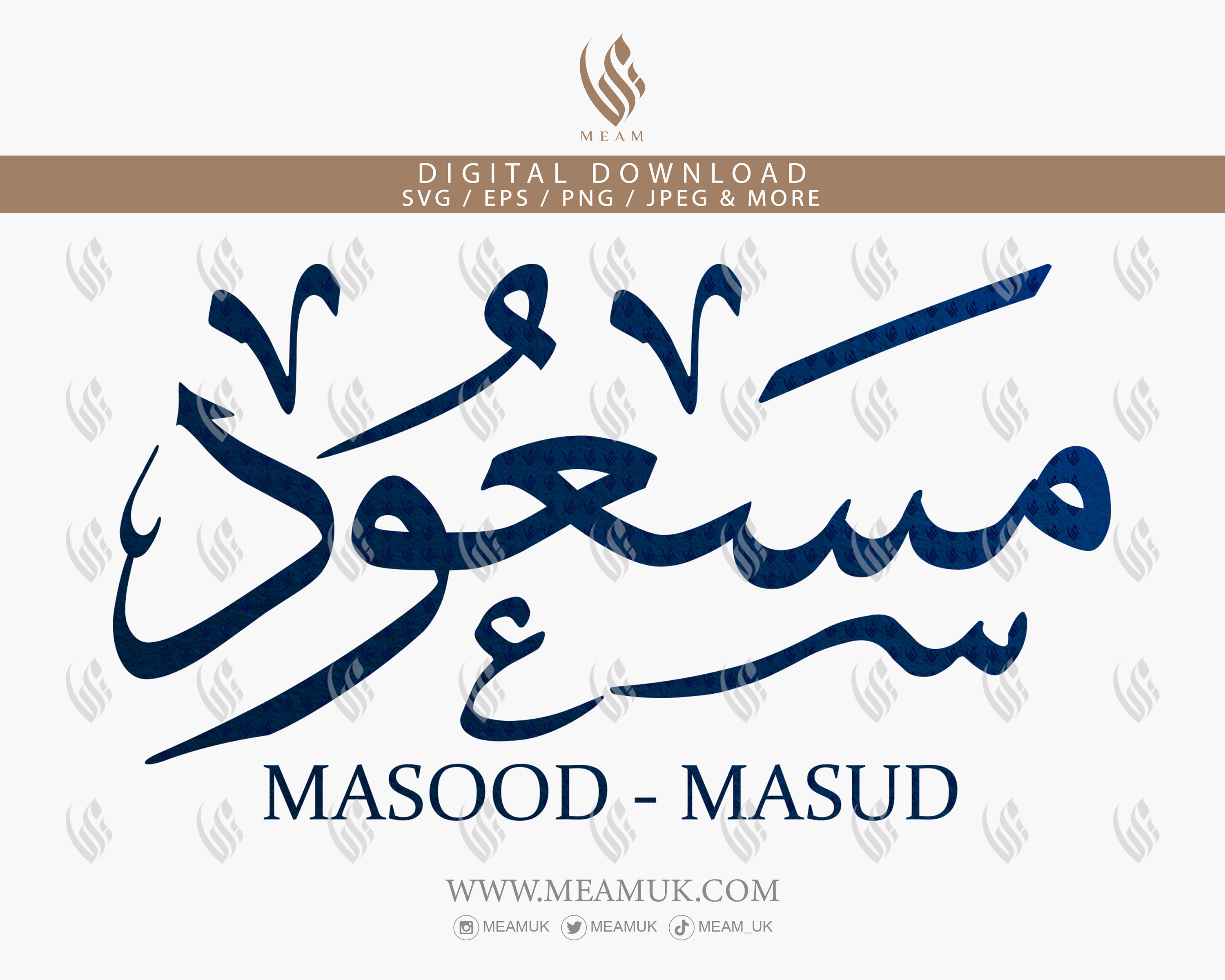 Masood Masud in Arabic Calligraphy SVG, Digital Download Files, Cut for ...