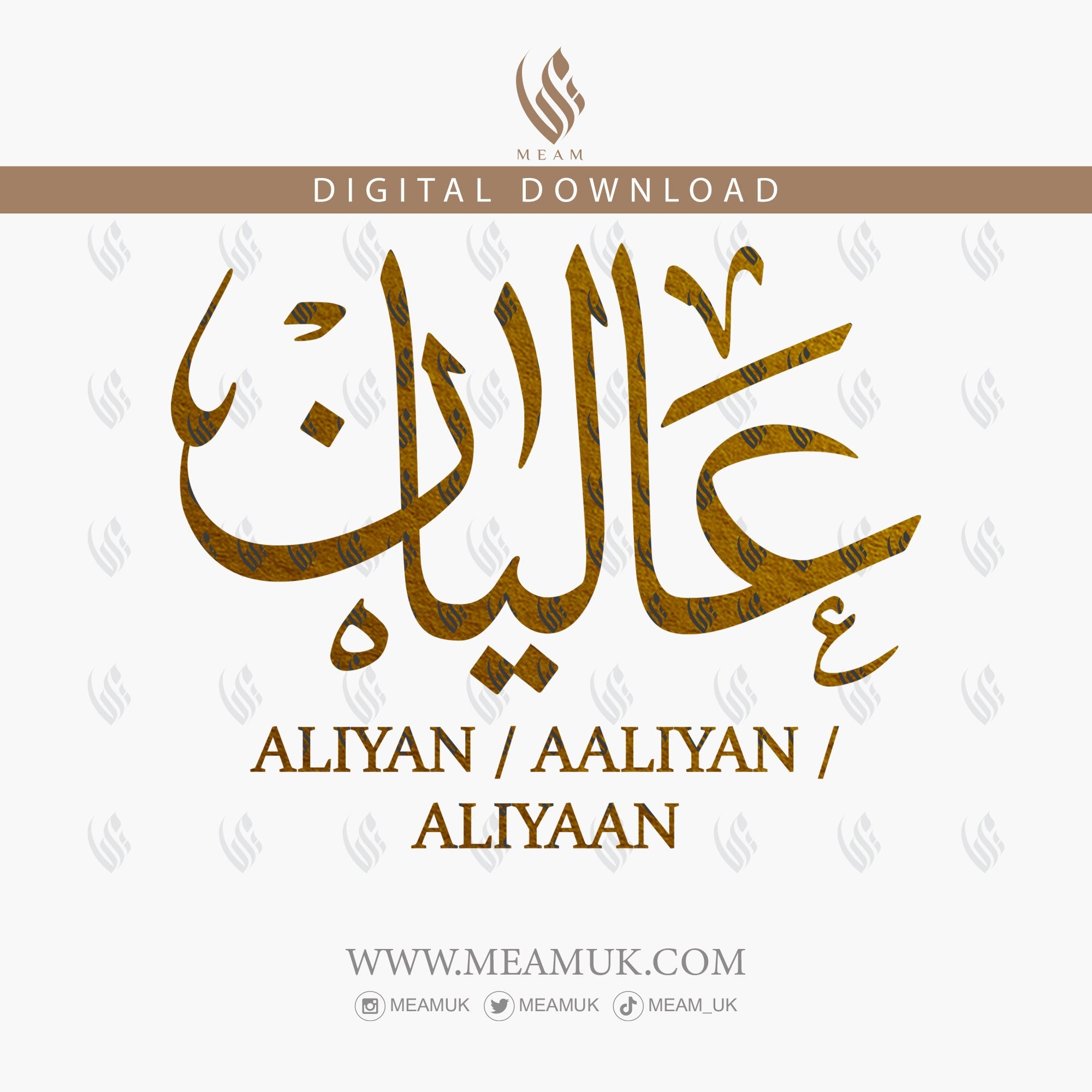 Aliyan Aaliyan Aliyaan Arabic Name SVG, Digital Download Files ,digital ...