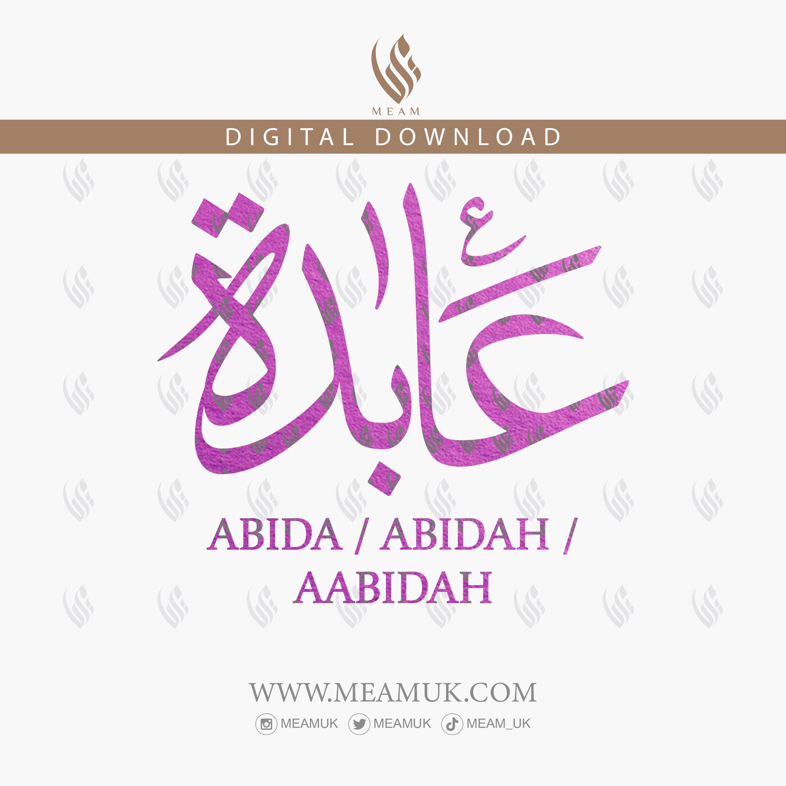 Abida Abidah Aabida Arabic Name SVG Digital Download Files | Etsy