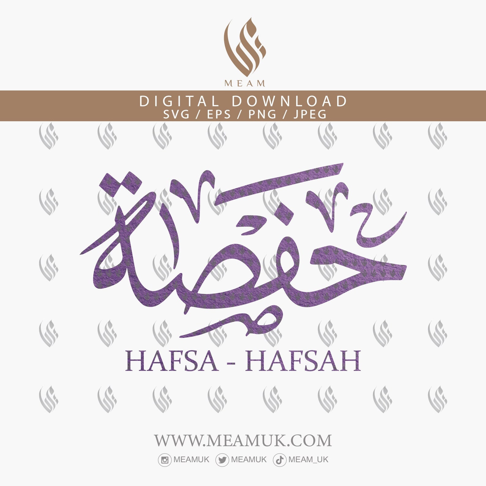 Hafsah Hafsa in Arabic Calligraphy Name SVG, Digital Download Files, Digital Cut Cricut ...