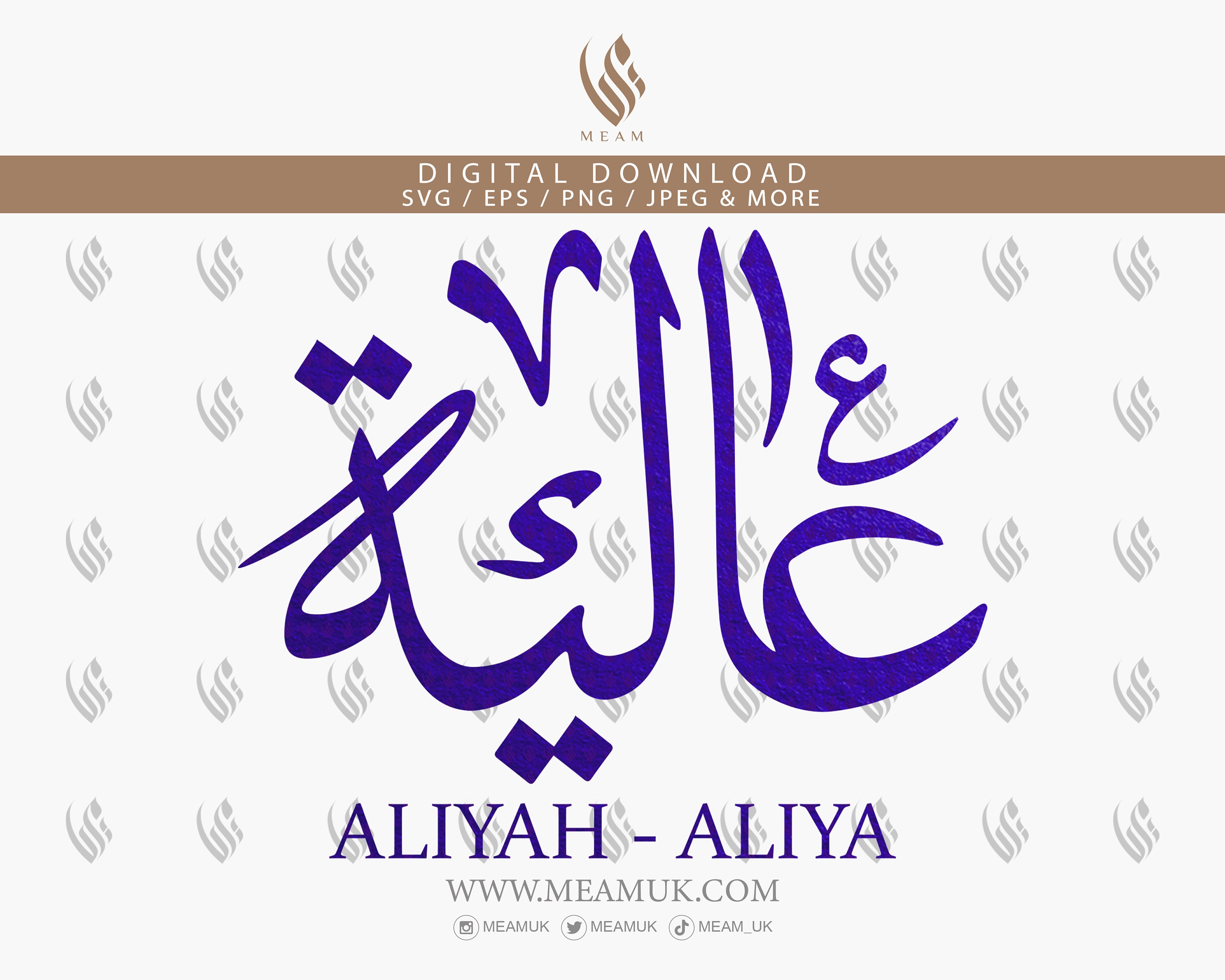 Aliyah Aliya in Arabic Calligraphy Name SVG, Digital Download Files ...