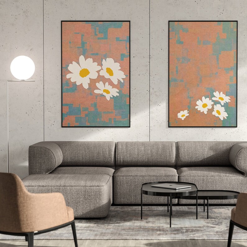 Vintage Daisy Flower Prints, Wall Art Poster, Flower Wall, Flower Print ...