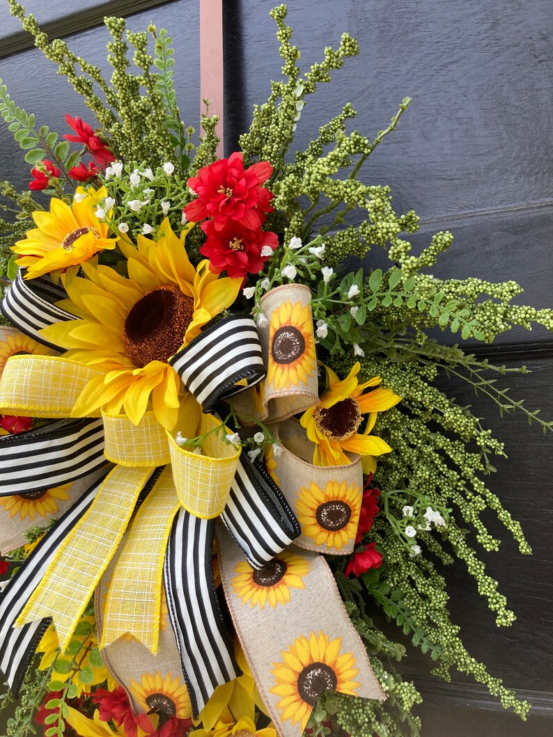 Large Sunflower Swag for Front Door Spring Swag Mothers Day - Etsy