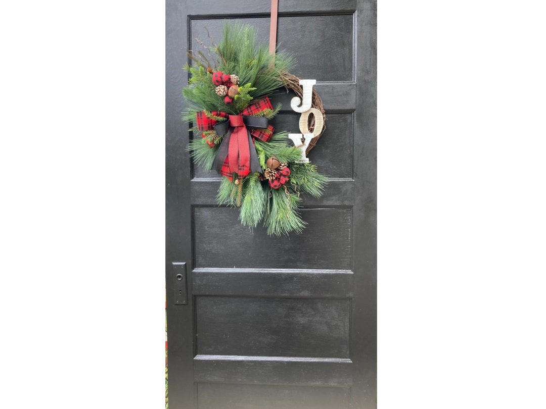 Large Rustic Winter Pine Wreath, Country Winter Front Door Decor With ...