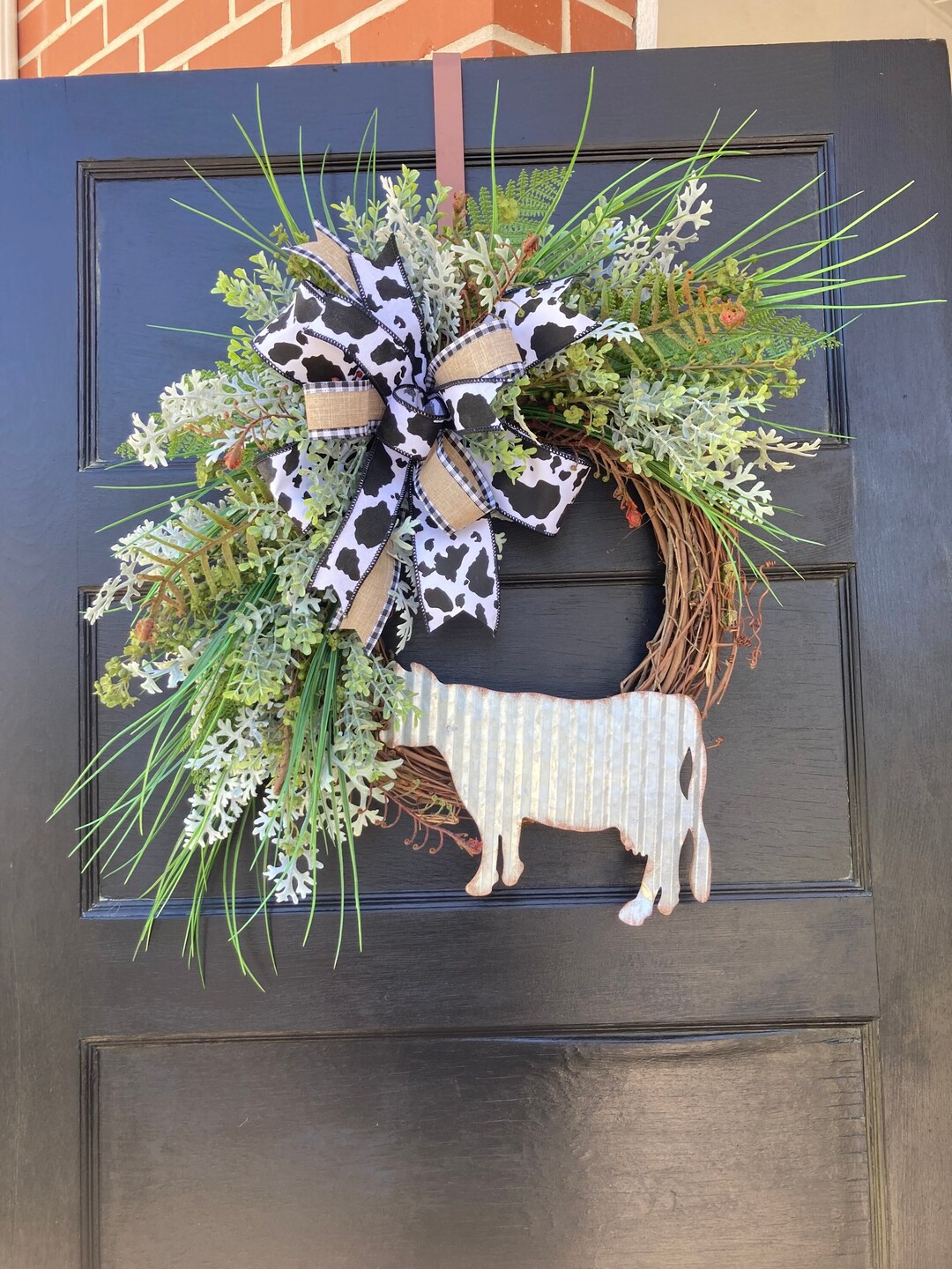 Cow Wreath Farmhouse Wreath Wreath With Cow Sign Everyday - Etsy