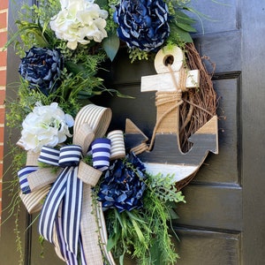 Coastal Wreath, Nautical Wreath, Beach Wreath, Lake House Decor, Front ...