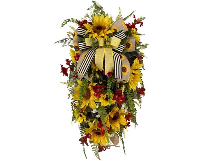 Large Sunflower Swag for Front Door Spring Swag Mothers Day - Etsy