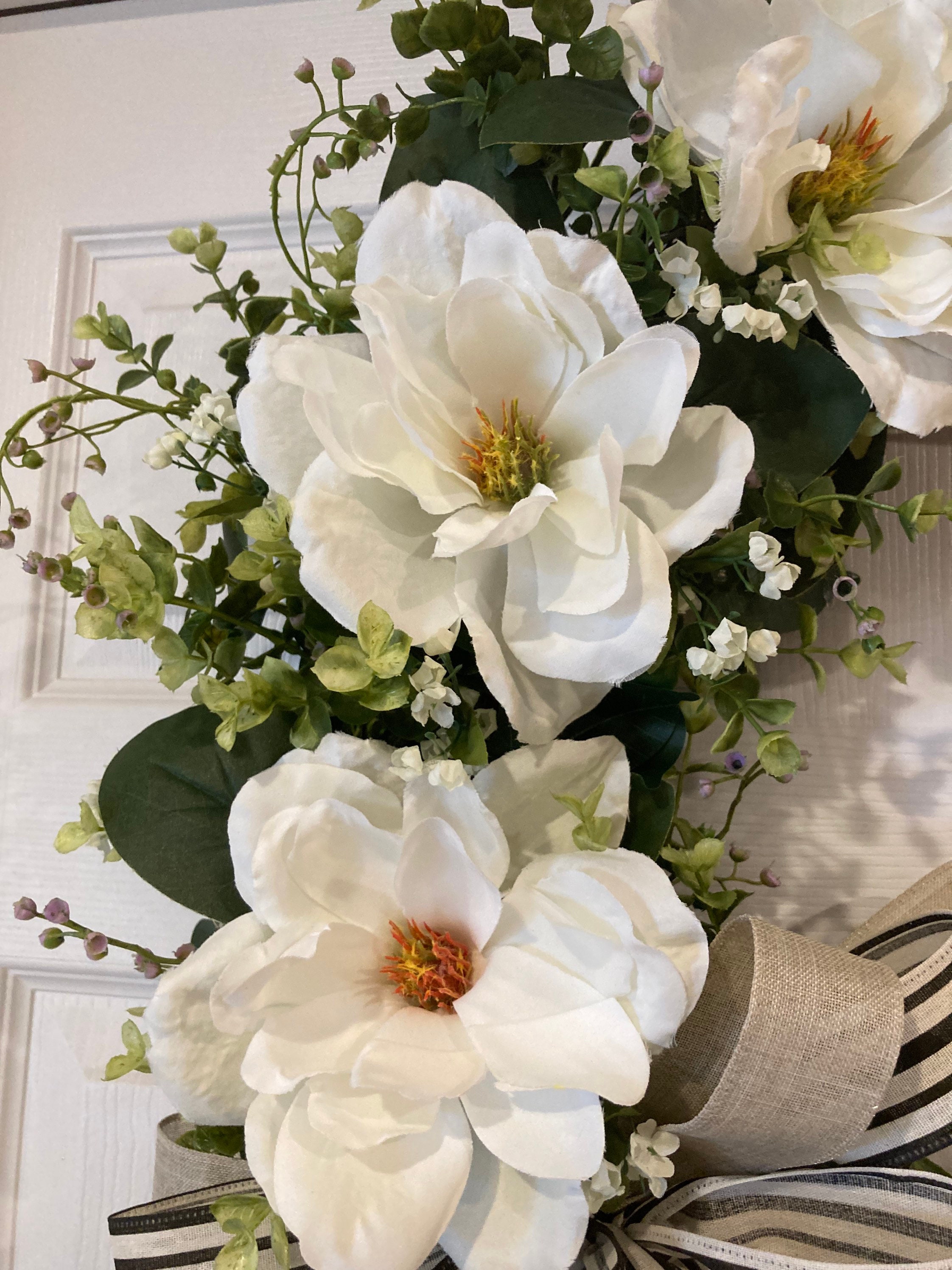 Farmhouse Magnolia Wreath for Front Door Everyday Wreath | Etsy