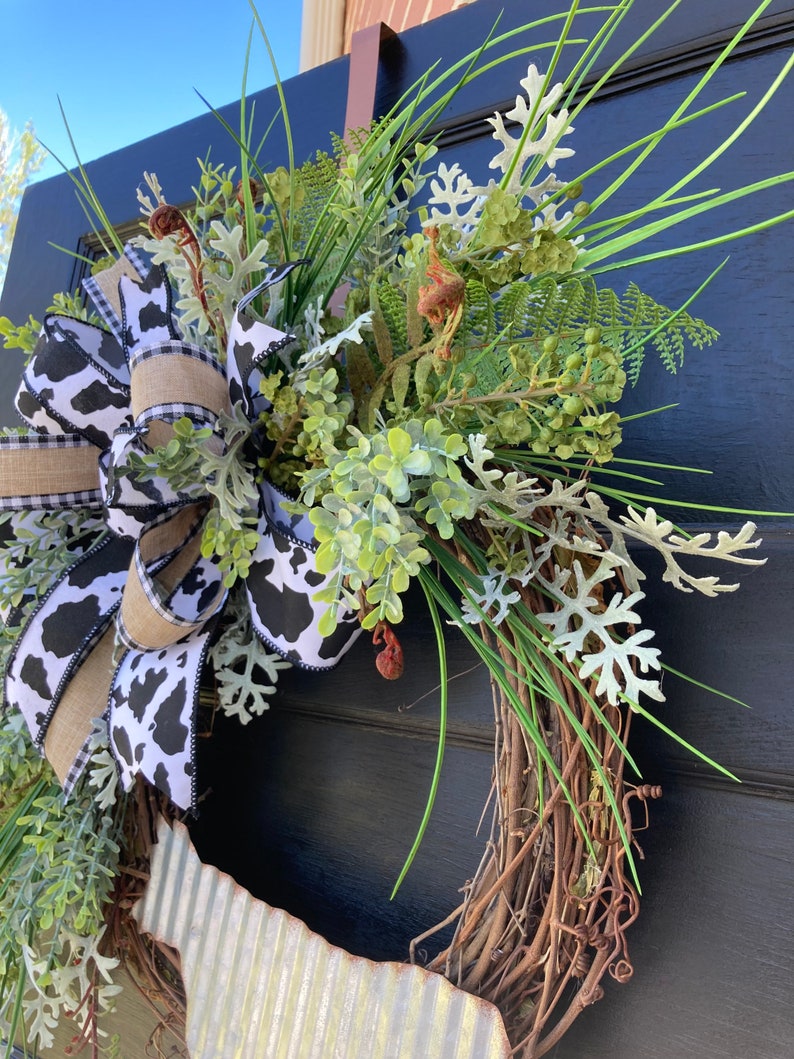 Cow Wreath Farmhouse Wreath Wreath With Cow Sign Everyday - Etsy