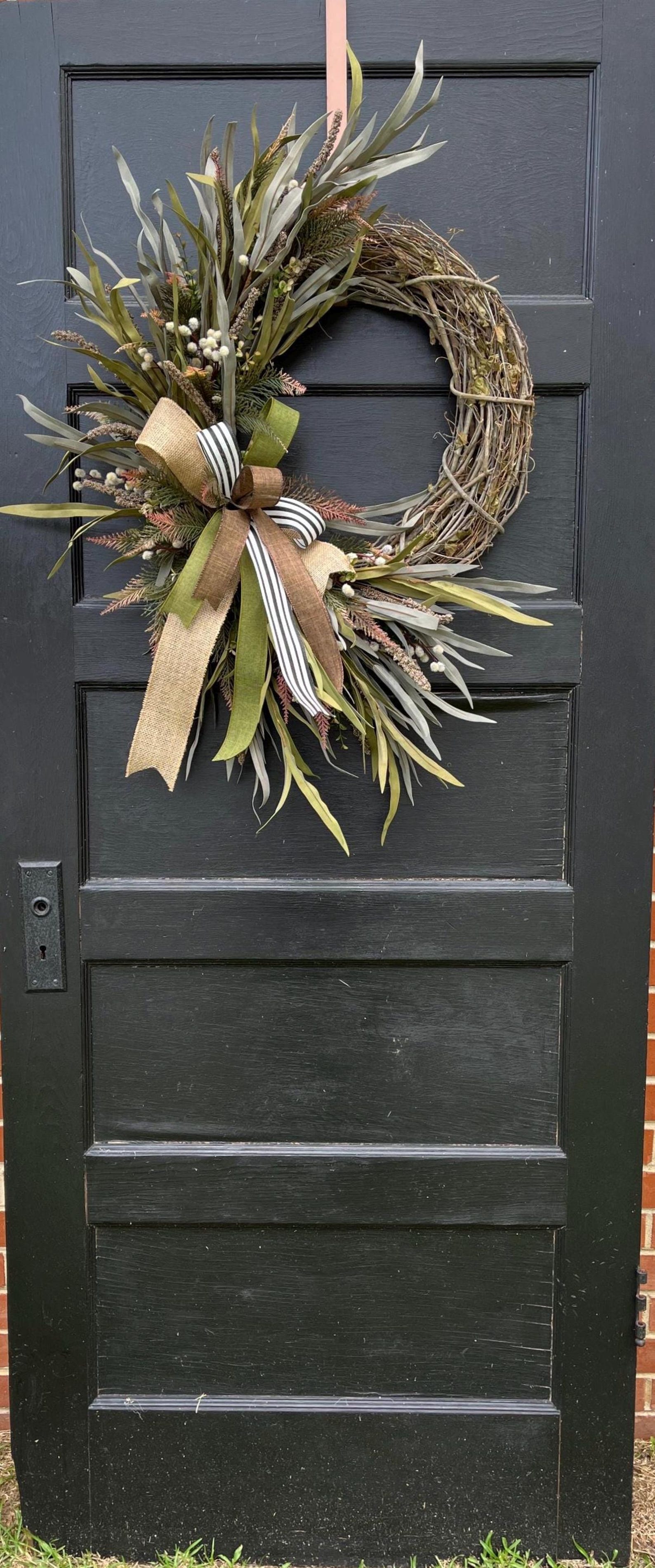 Realistic Earthtones Neutral Fall Wreath for Front Door, Boho Fall ...