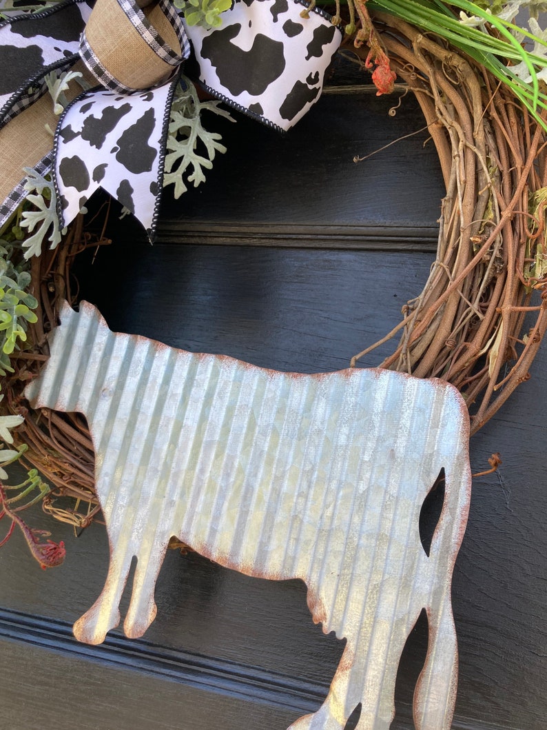 Cow Wreath Farmhouse Wreath Wreath With Cow Sign Everyday - Etsy