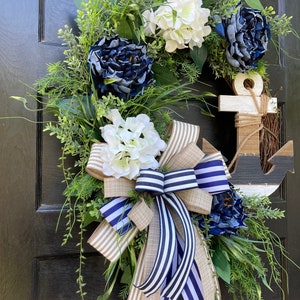 Coastal Wreath, Nautical Wreath, Beach Wreath, Lake House Decor, Front ...