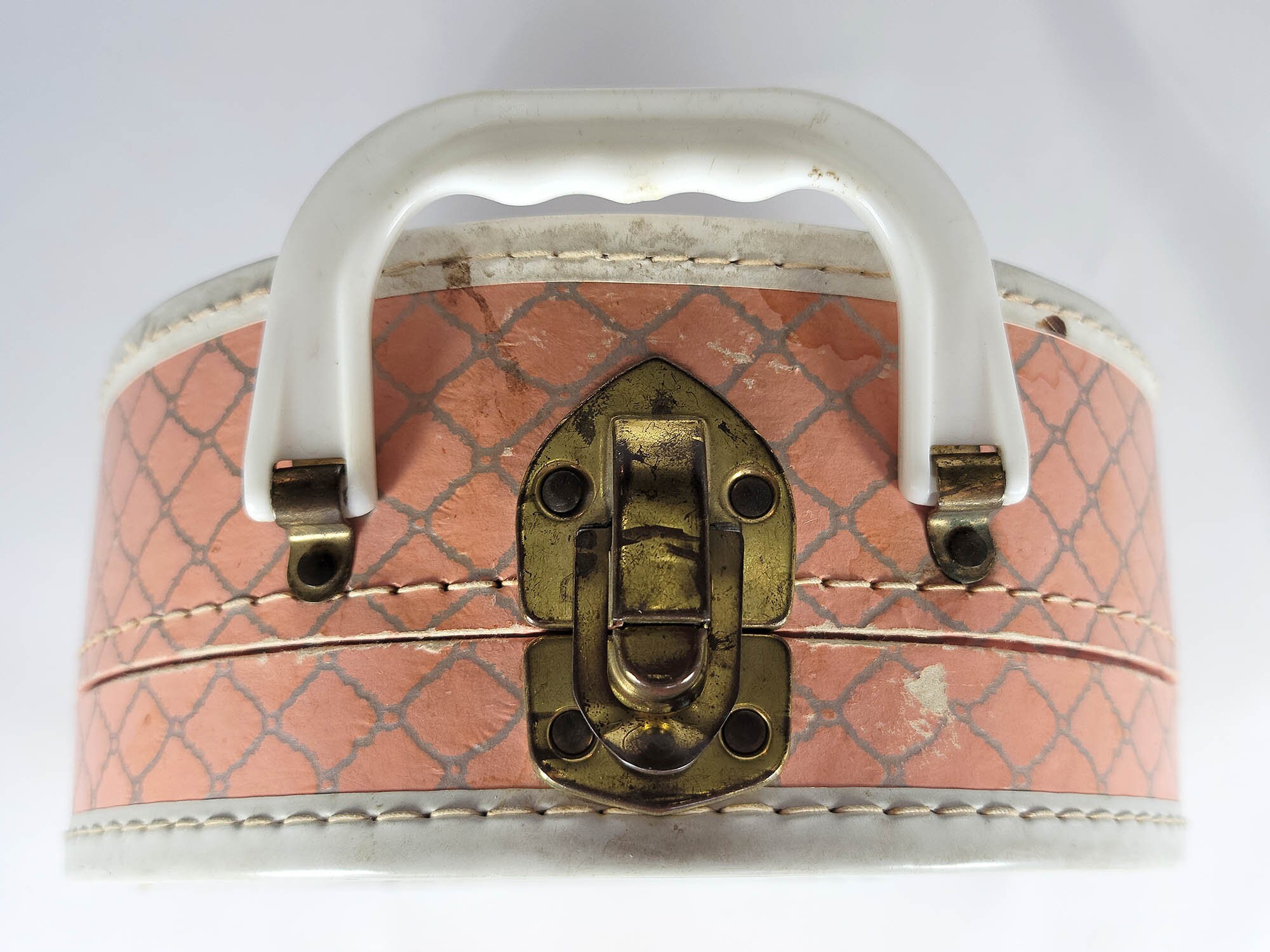 Vintage Suitcase, Child's Suitcase, Round Carrying Case, Carboard Doll ...