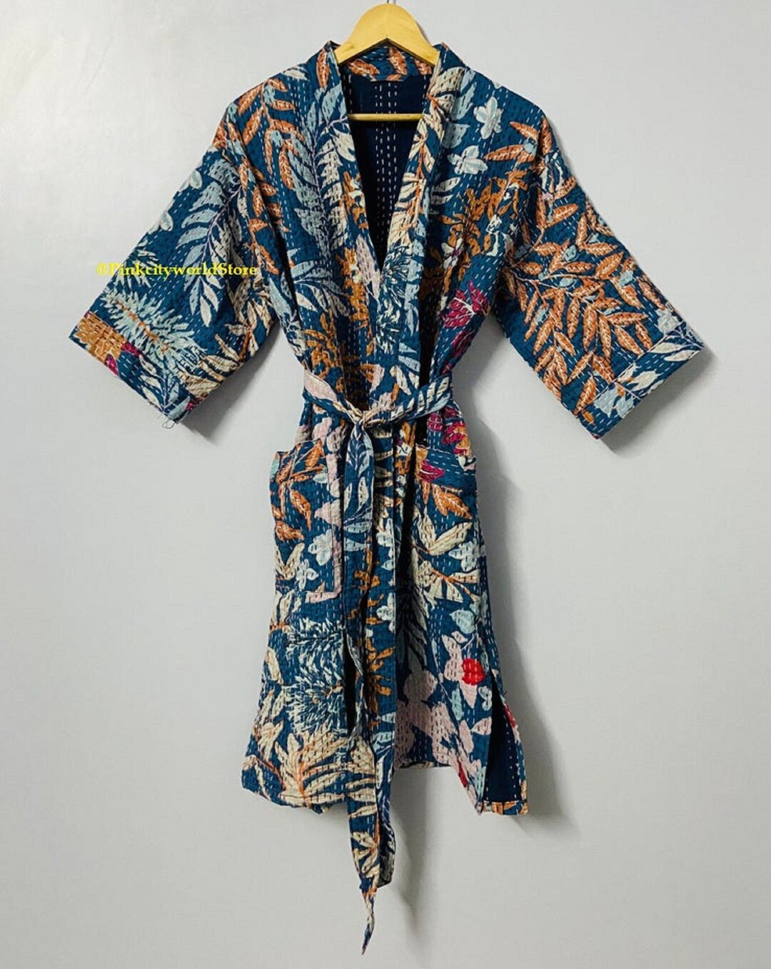 Floral Jungle Print Kantha Robe: Boho Patchwork Jacke - Etsy Österreich