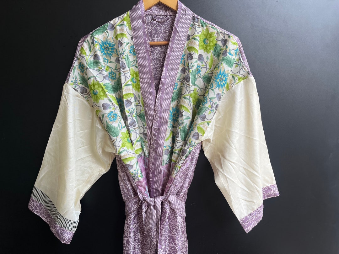 Silk Robe,vintage Recycle Silk Saree Robe,silk Kimono,night Wear,swim ...